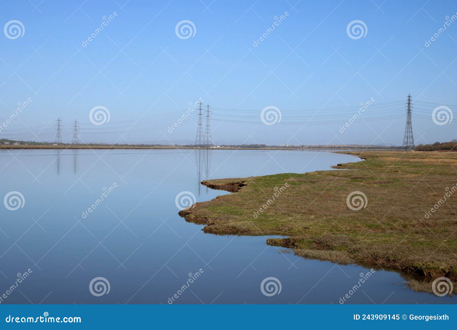 National Grid, Power Lines Over River Lune Stock Image - Image of ...