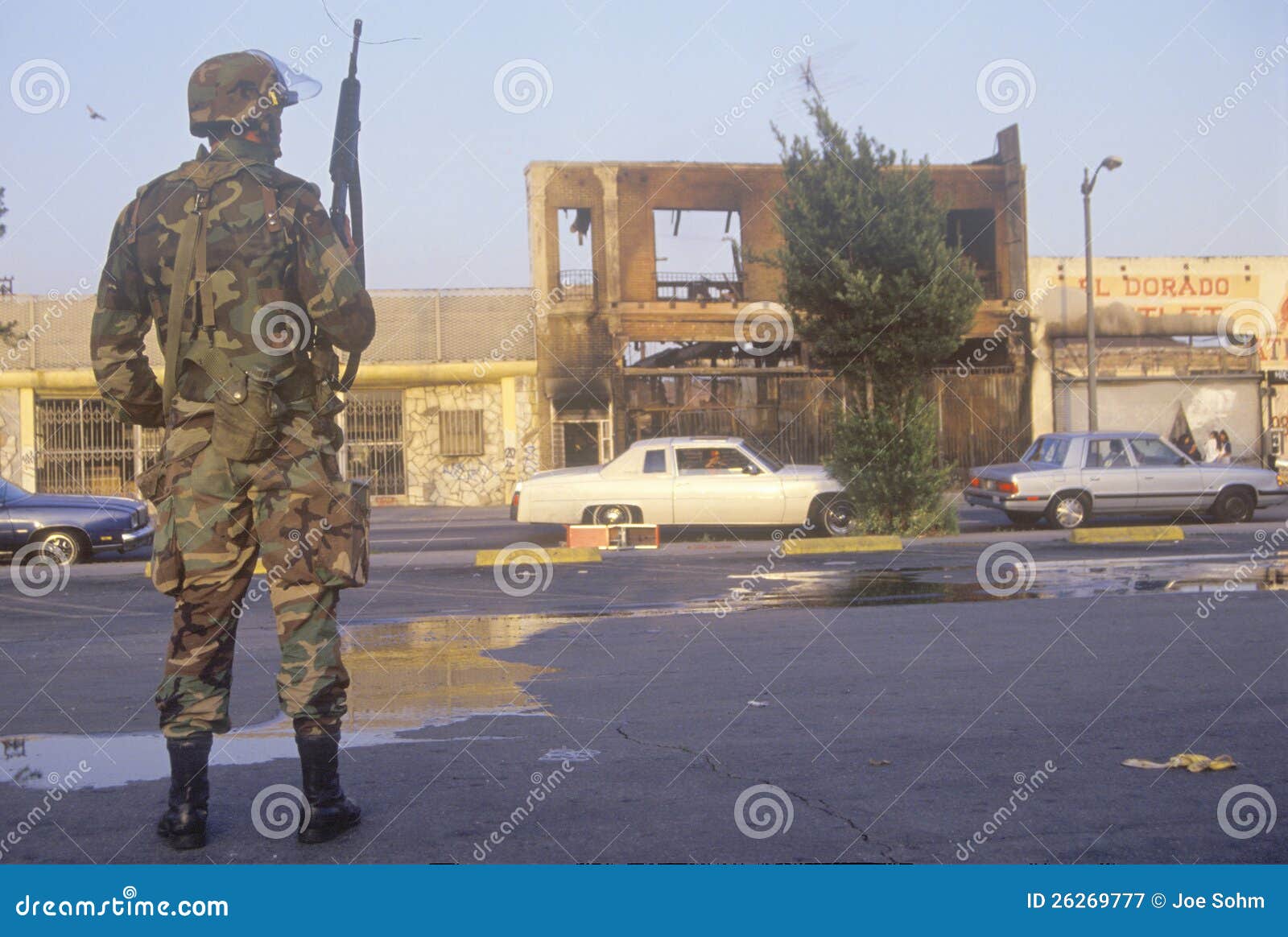 National Guardsman Patrolling after 1992 Riots Editorial Photography ...
