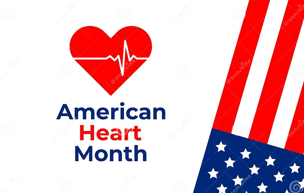 National Heart Month In February American Flag And Heart Concept