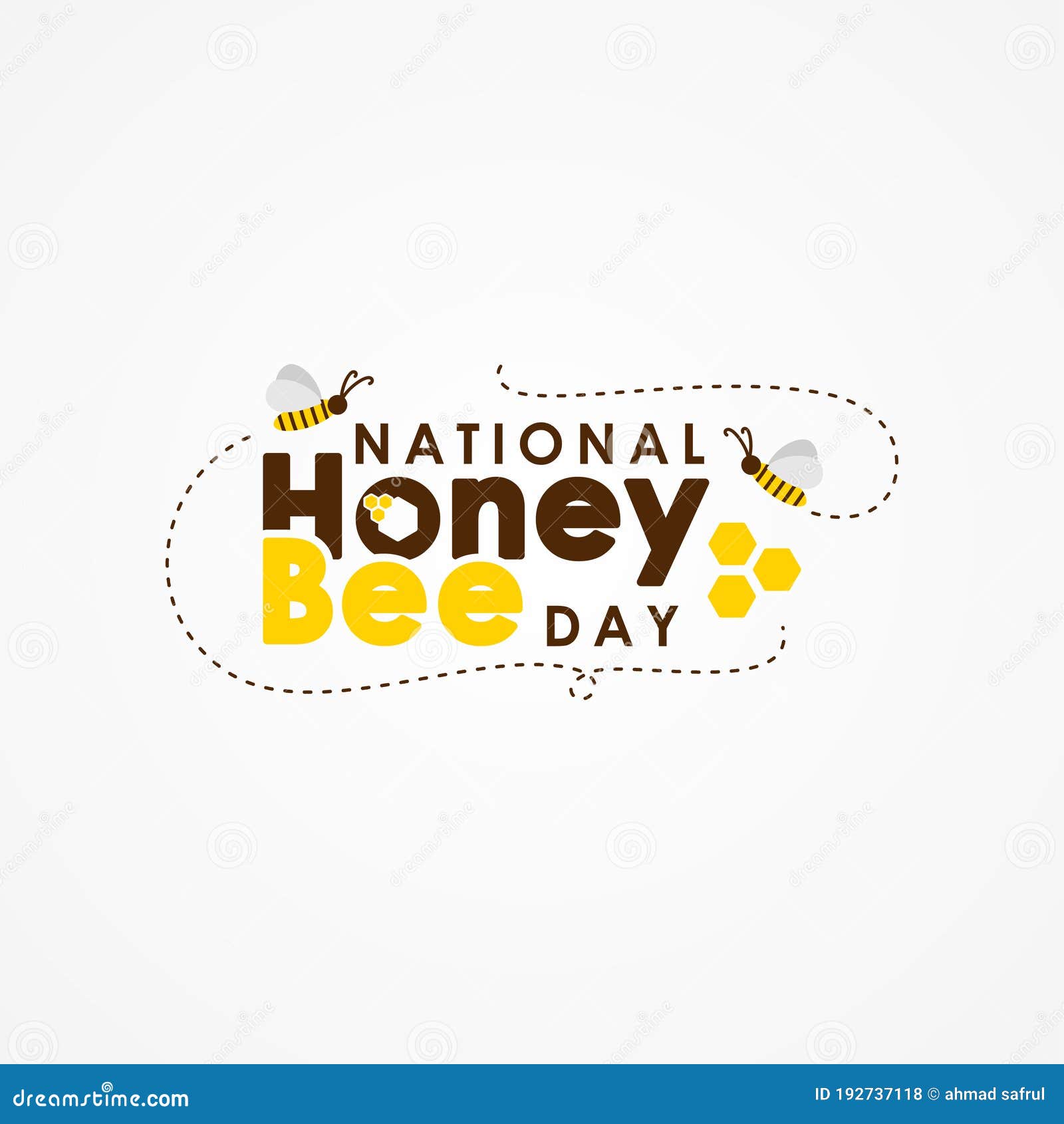 National Honey Bee Day Calligraphy Hand Lettering With Cute Cartoon Bee ...
