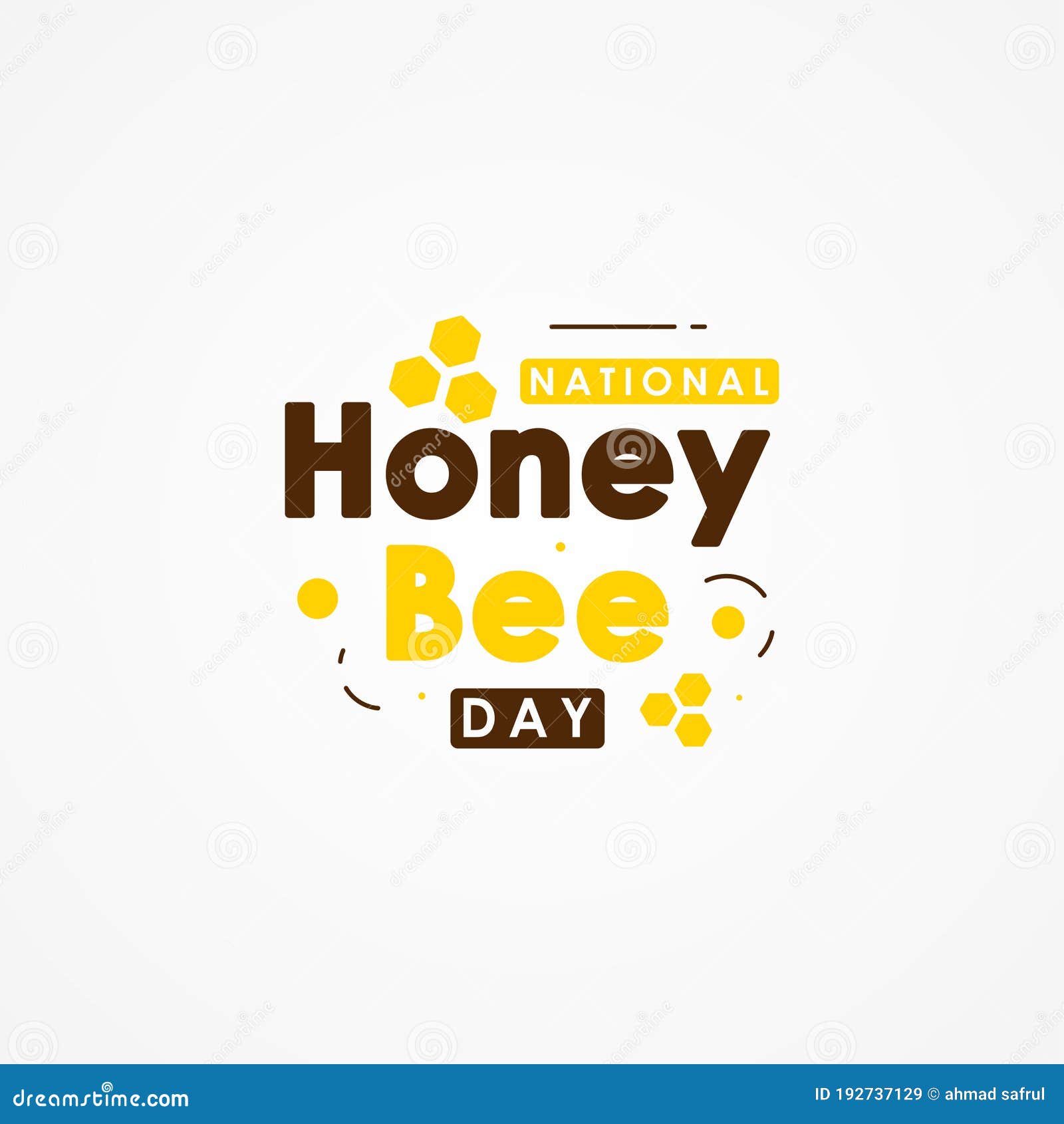 National Honey Bee Day Calligraphy Hand Lettering With Cute Cartoon Bee ...