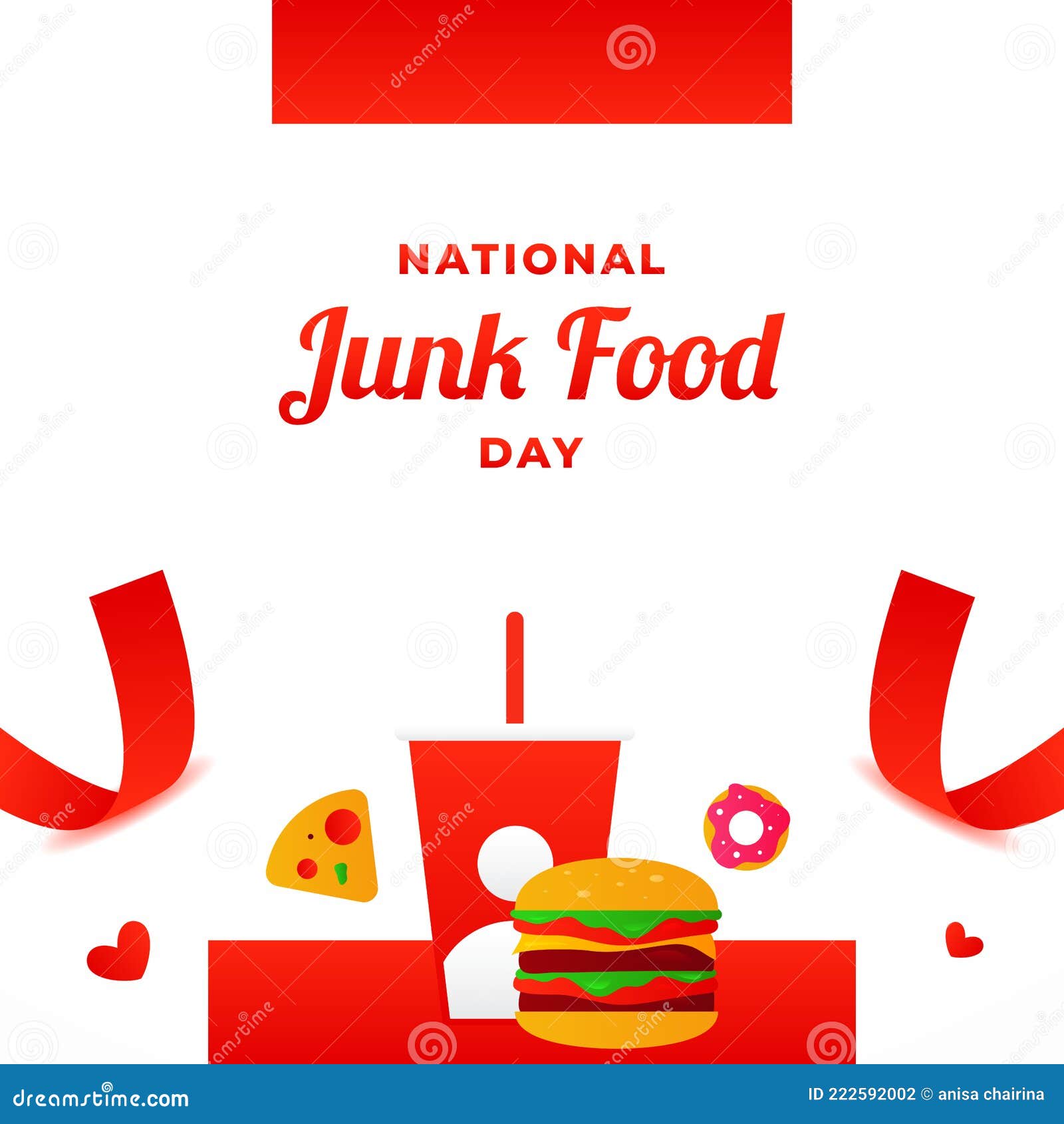 National Junk Food Day Poster With Burger And Fries Vector Illustration ...