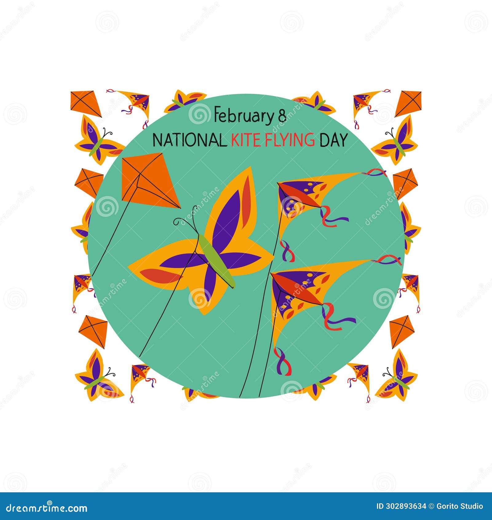 National Kite Flying Day On February 8 Of Sunny Sky Background In Kids ...