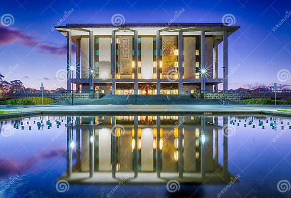 National Library of Australia, Canberra - at Dusk Editorial Image ...