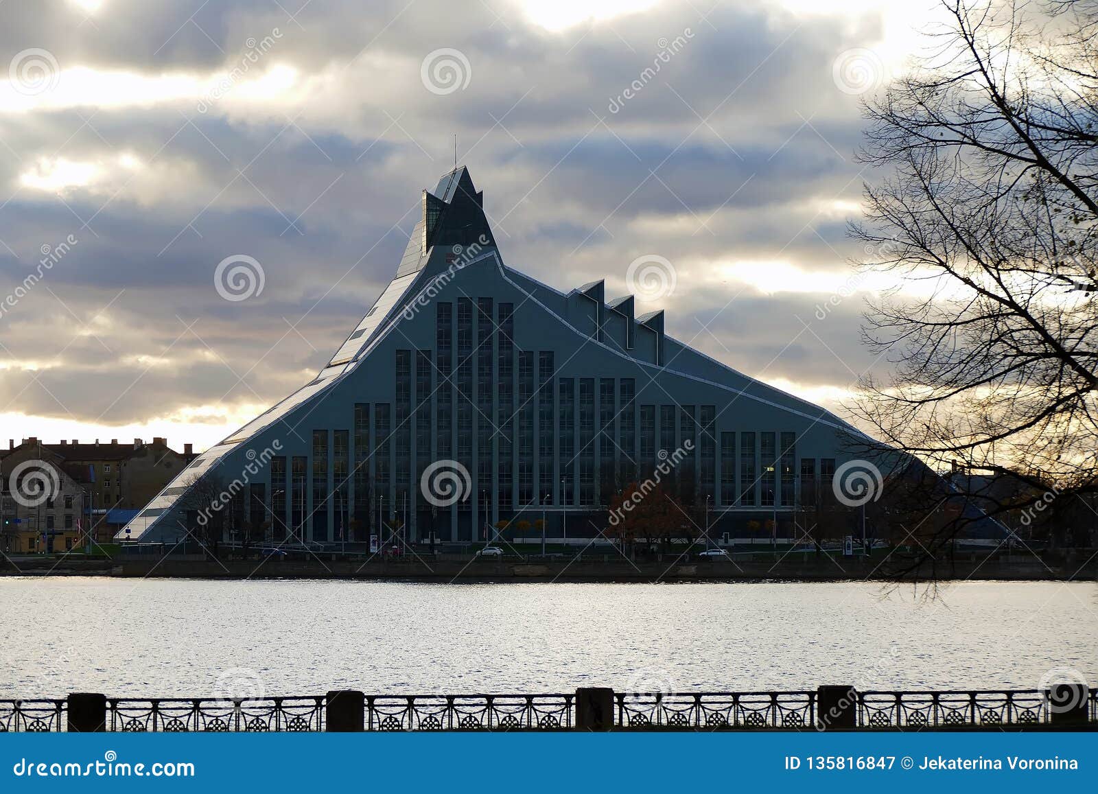 National Library of Latvia, Riga Stock Image - Image of light, river ...