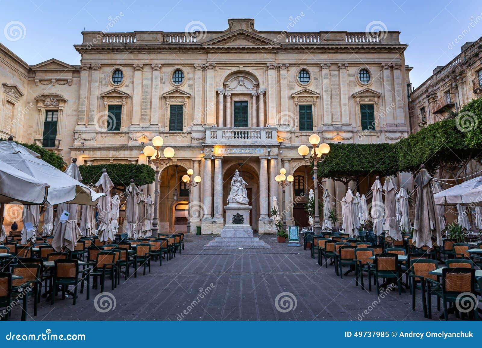 National Library of Malta in the Evening, Valletta Stock Image - Image ...