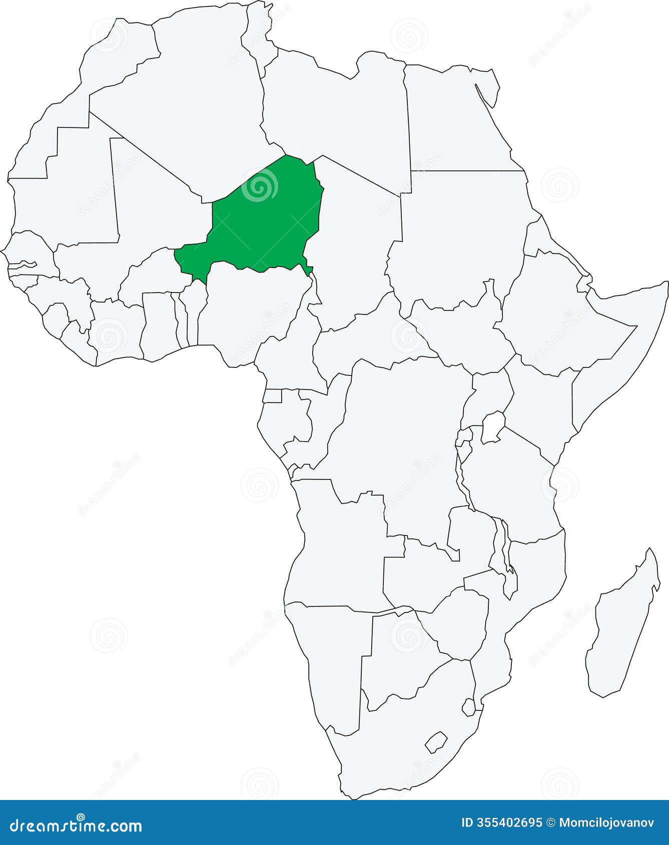 National Map of NIGER Inside African Continent Stock Illustration ...