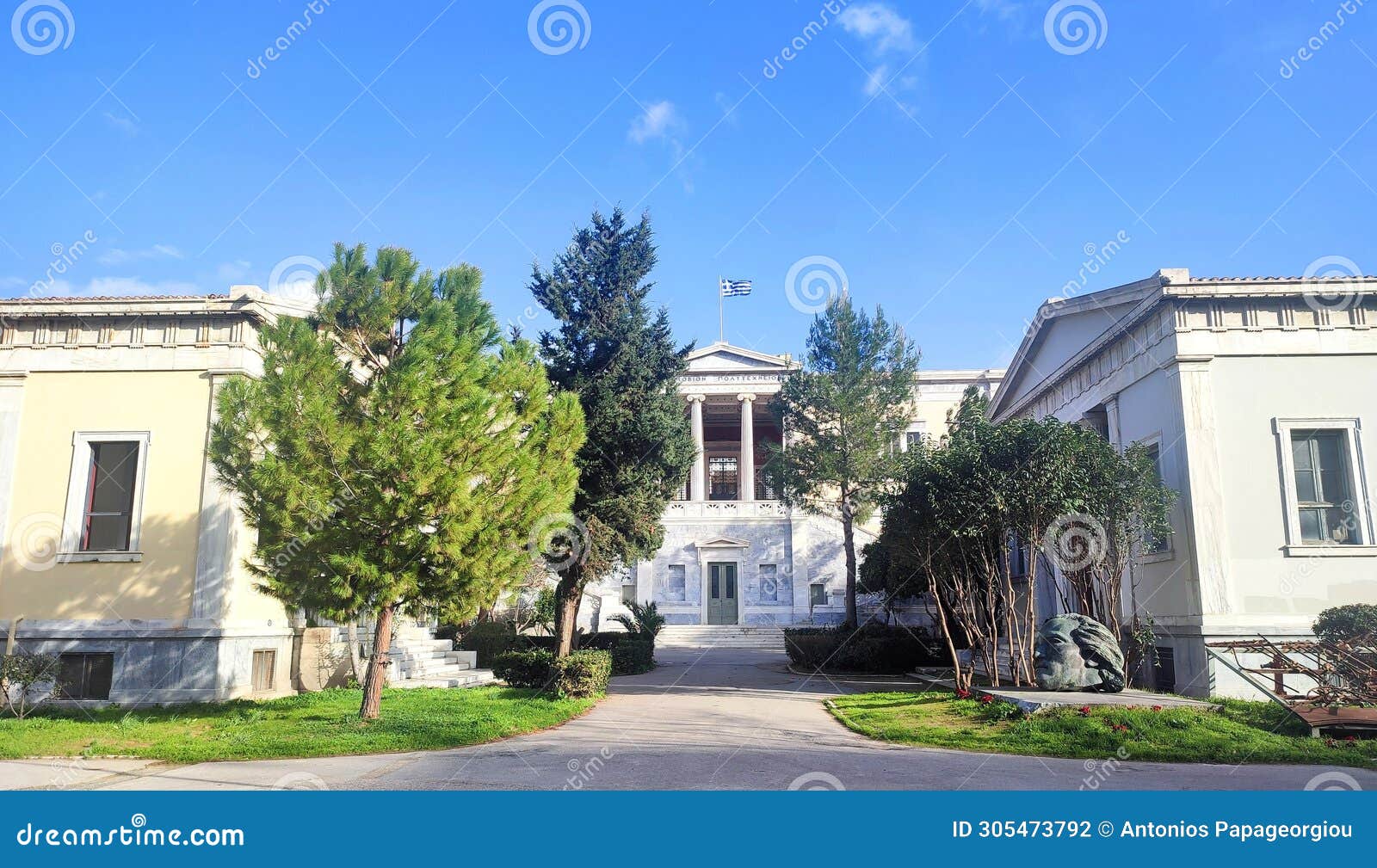 Exterior View of the National Technical University of Athens, Greece ...