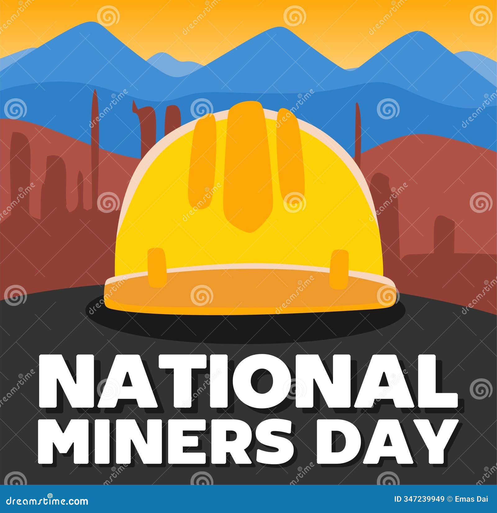 National Miners Day, Work Safety, Safety Equipment Vector Design ...