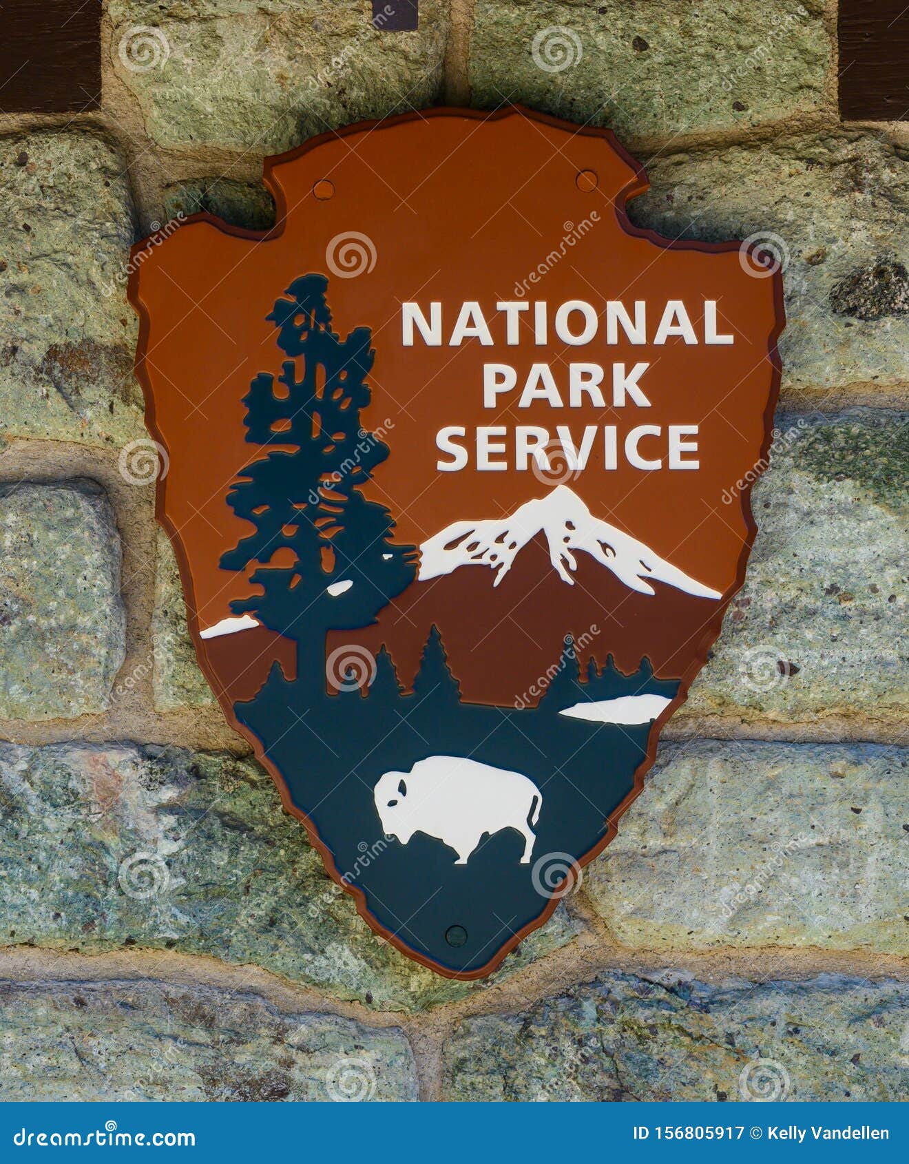 National Park Sign on Stone Wall Stock Image - Image of door ...