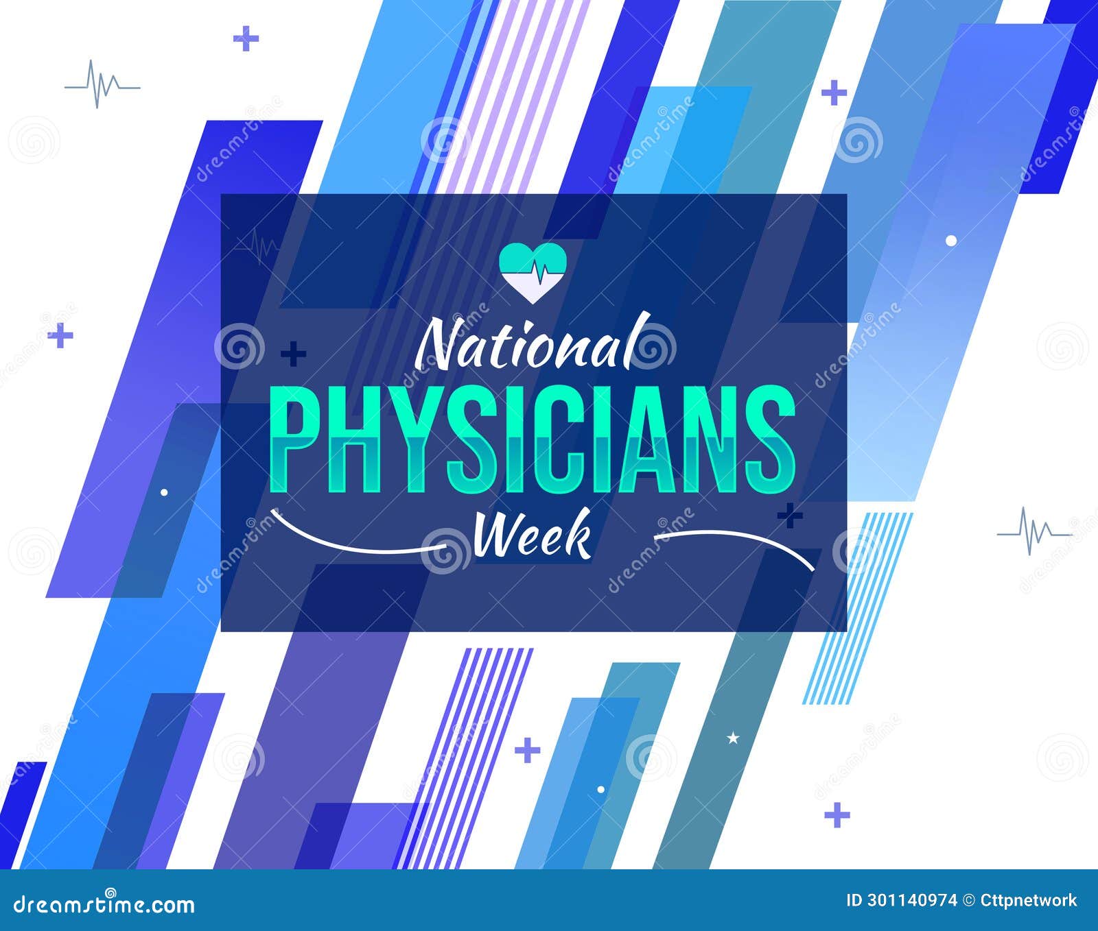 National Physicians Week Colorful Blue Shapes with Typography and ...