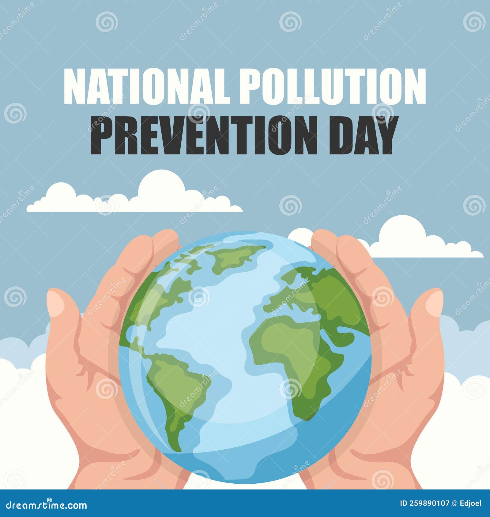 National Pollution Prevention Day Design with Hands Holding Planet ...