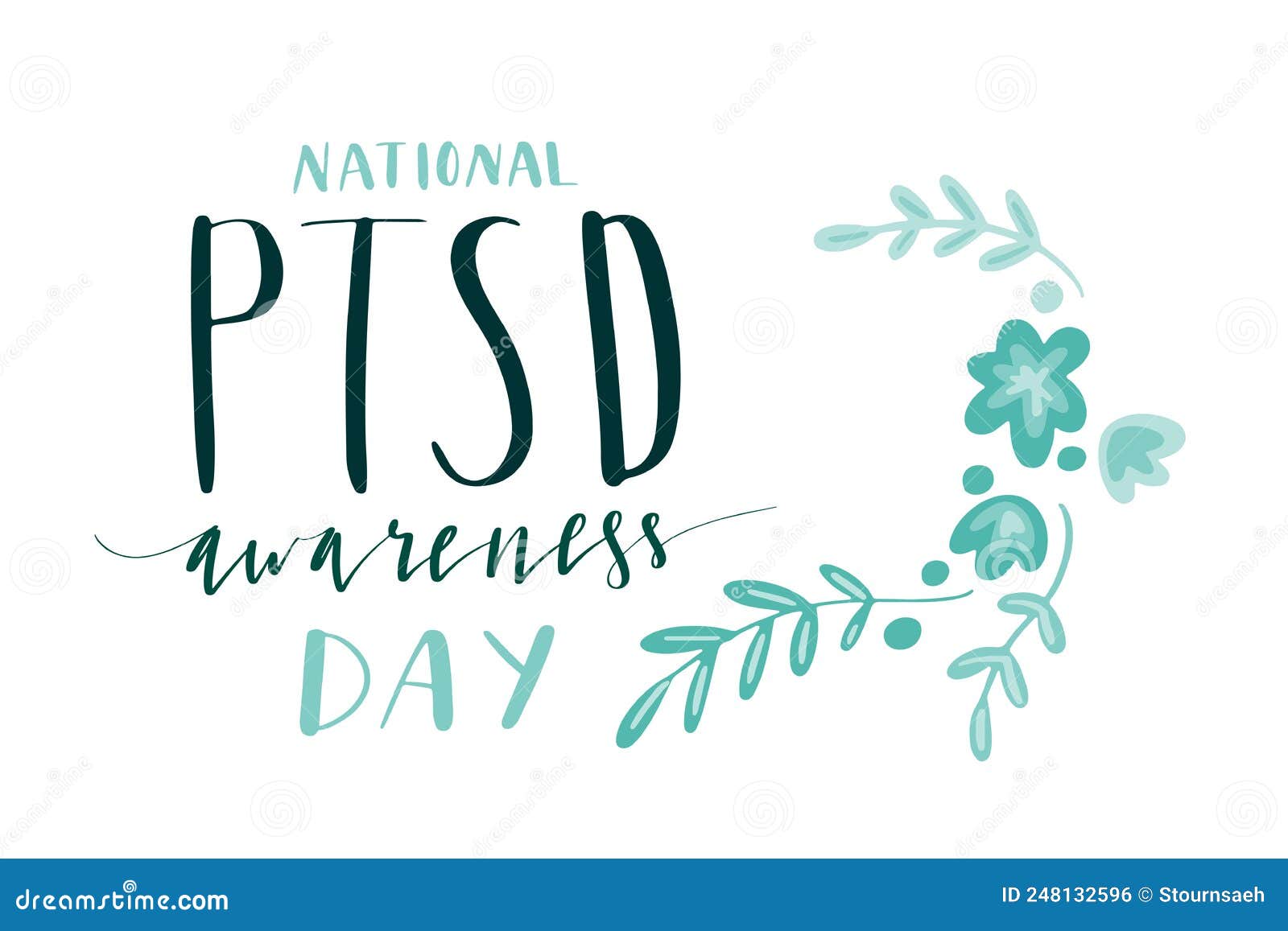 National PTSD Awareness Day Hand Lettering Vector Illustration Stock ...