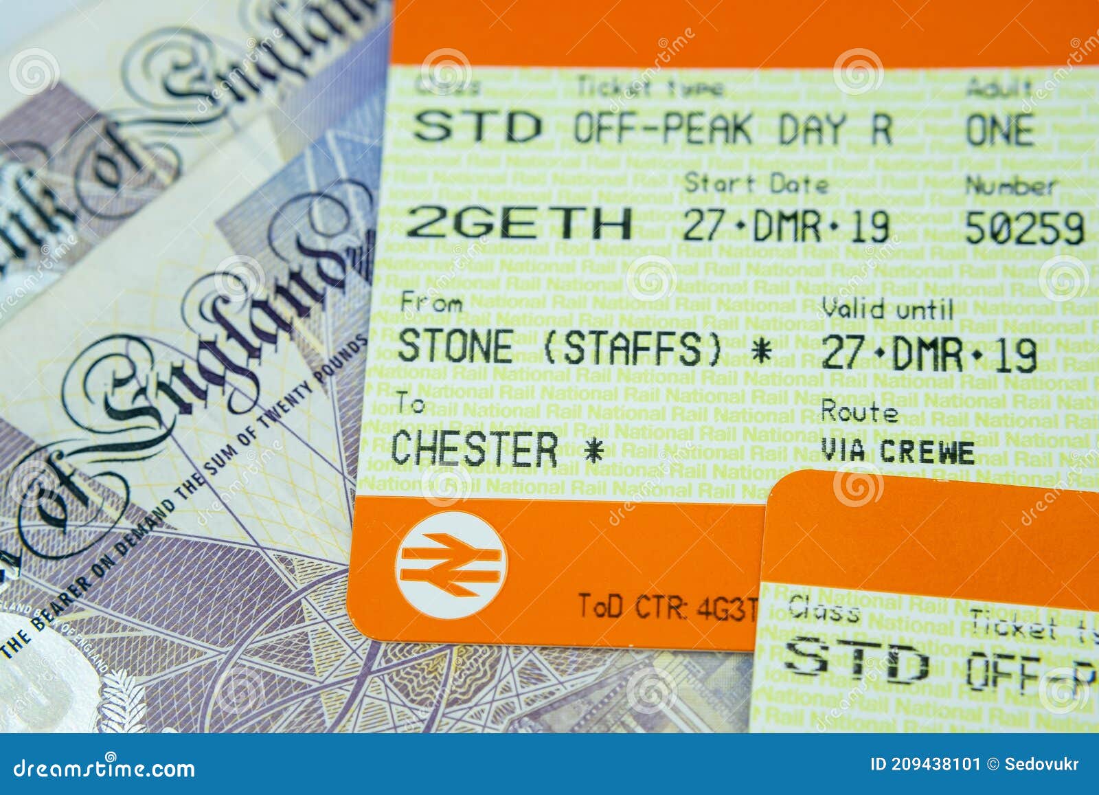 National Rail Train Tickets Placed on Top 20 Pound Banknotes Editorial ...