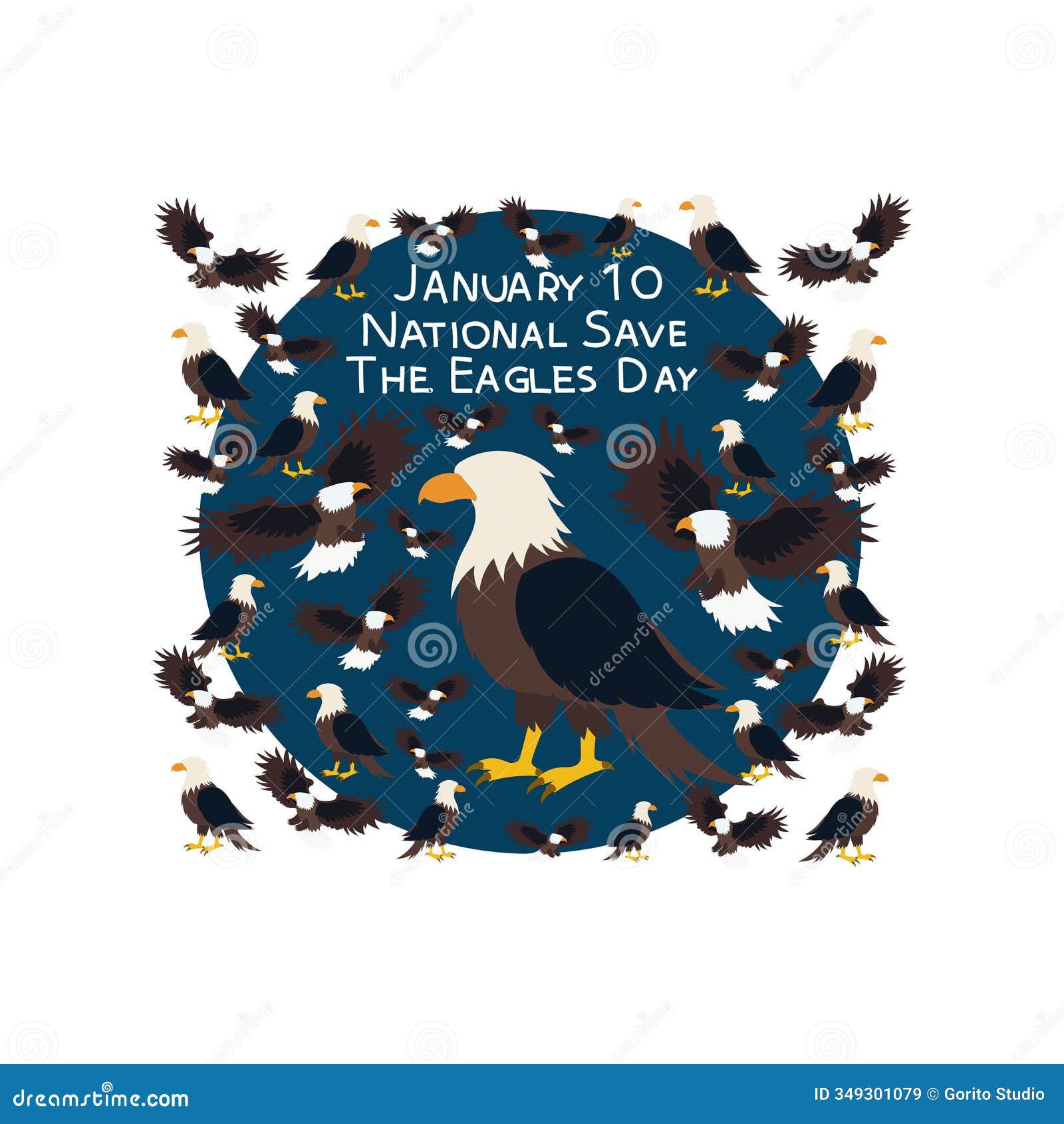 National Save the Eagles Day Free Vector Illustration Stock Vector - Illustration of circle ...