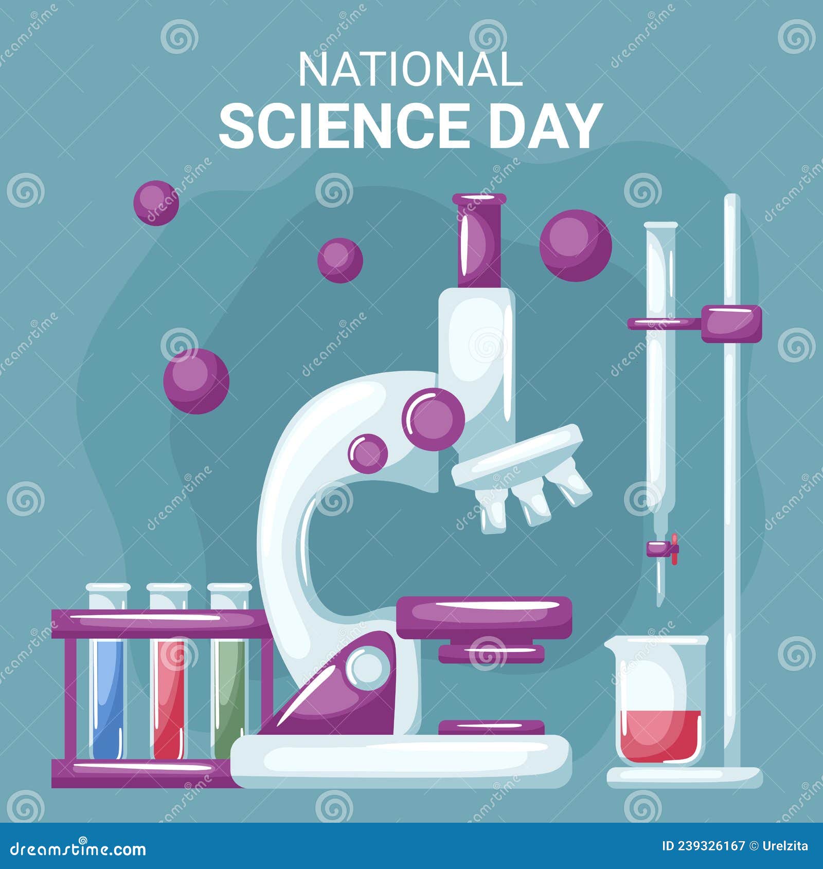 National Science Day with Microscope with Samples in Test Tubes and a ...