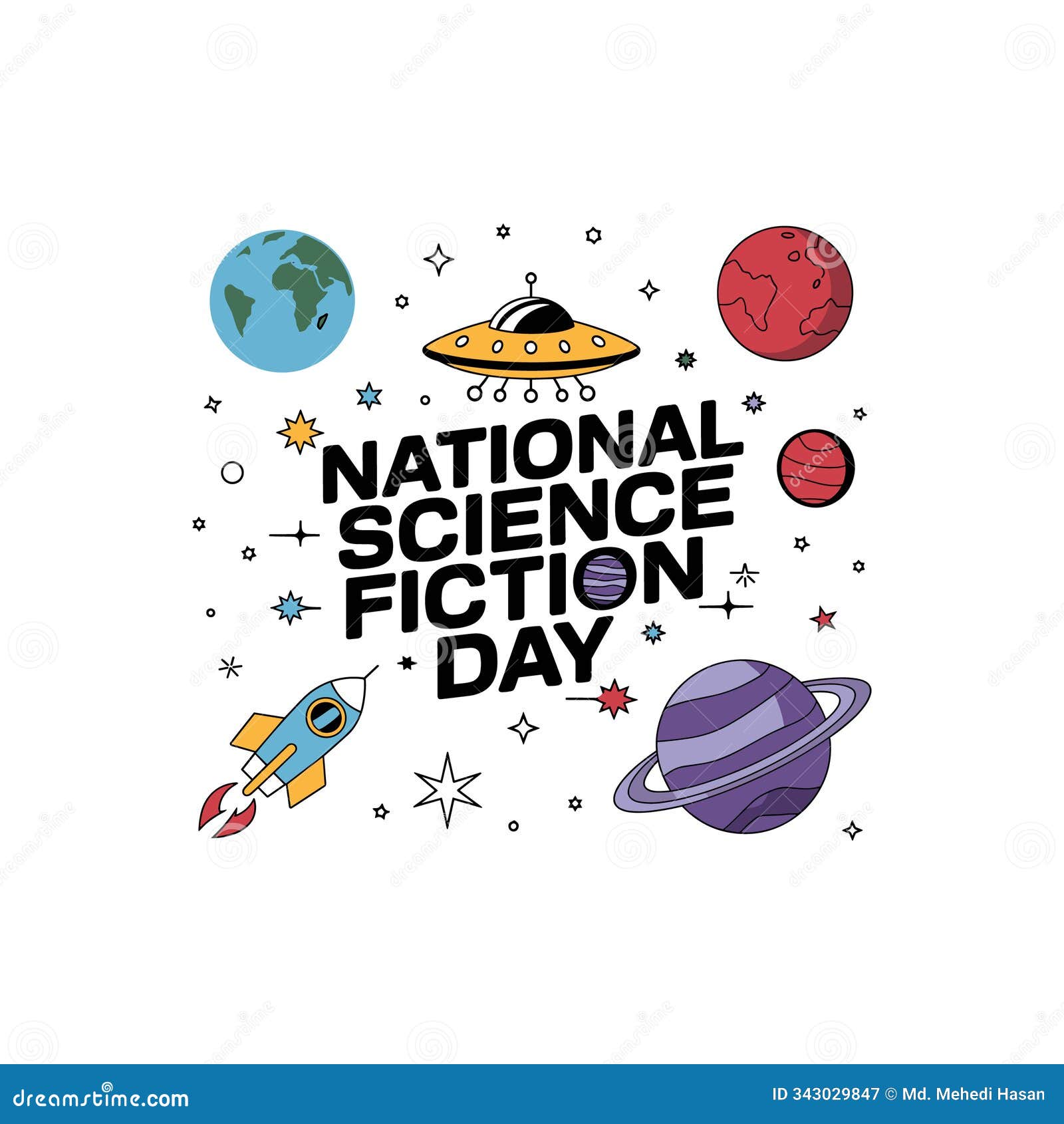 National Science Day Illustration With Lab Coat Scientists And Planets ...