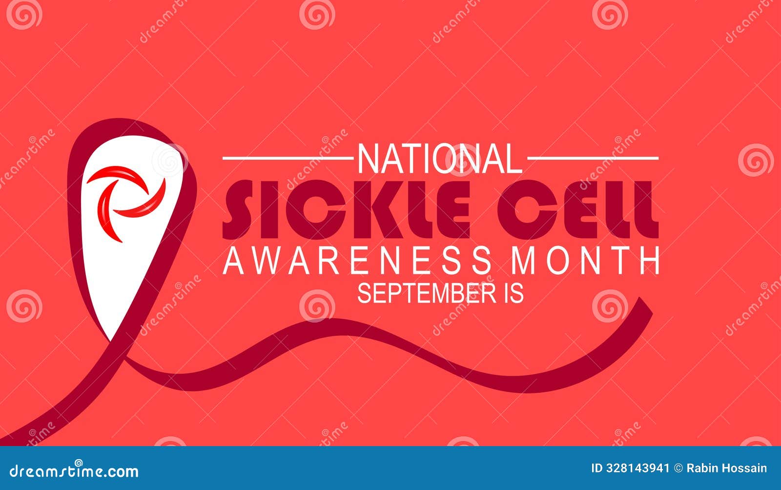 September Is Sickle Cell Awareness Month. Line Art Red Ribbon ...
