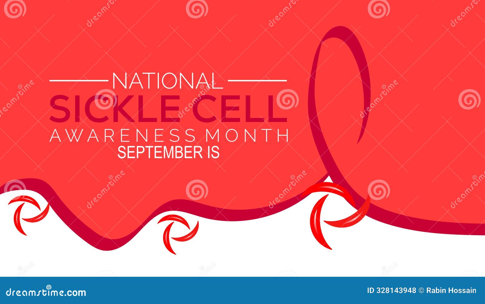September Is Sickle Cell Awareness Month. Line Art Red Ribbon ...