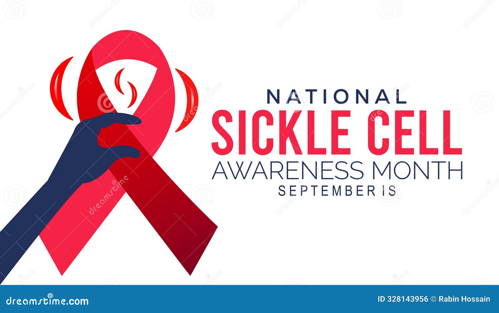 September Is Sickle Cell Awareness Month. Line Art Red Ribbon ...