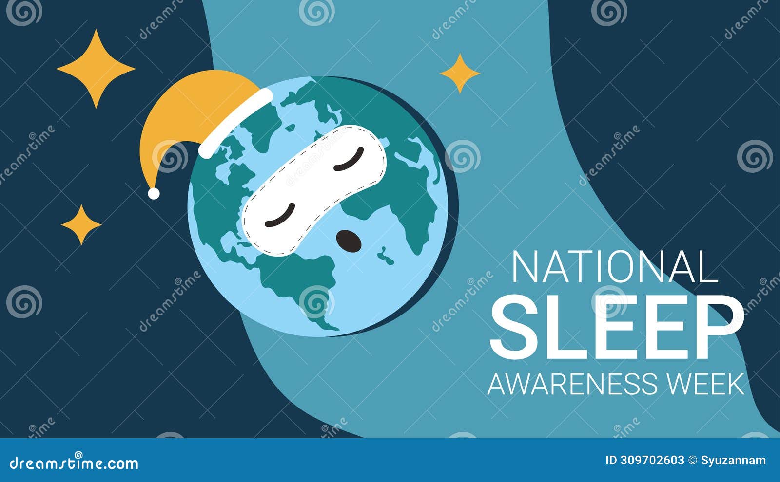 National Sleep Awareness Week Square Card Poster Vector Illustration ...