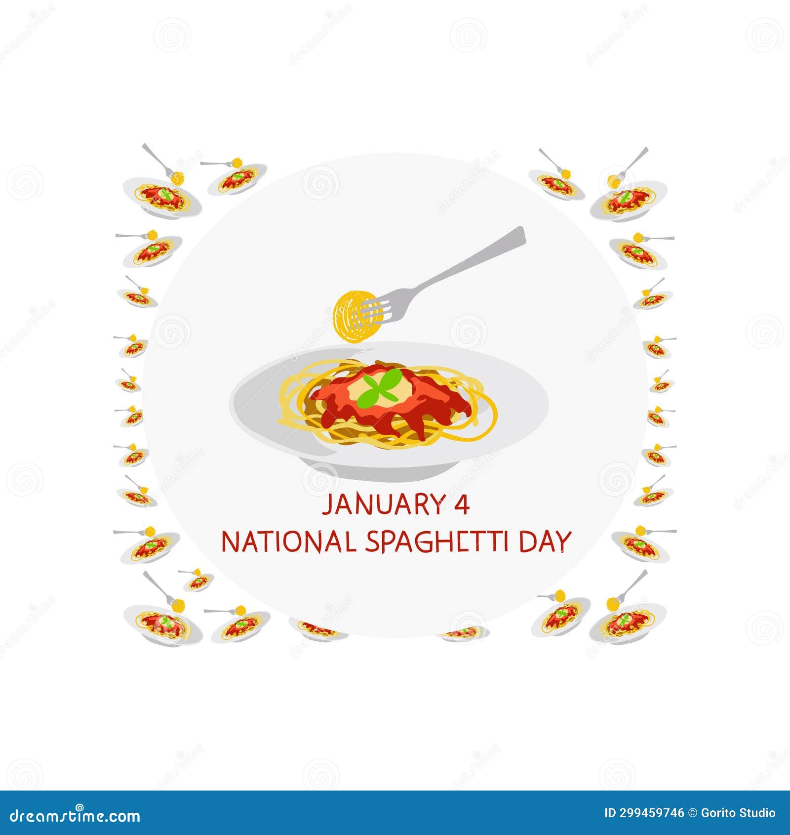 National Spaghetti Day 4 January Vector Illsutration Stock Illustration ...