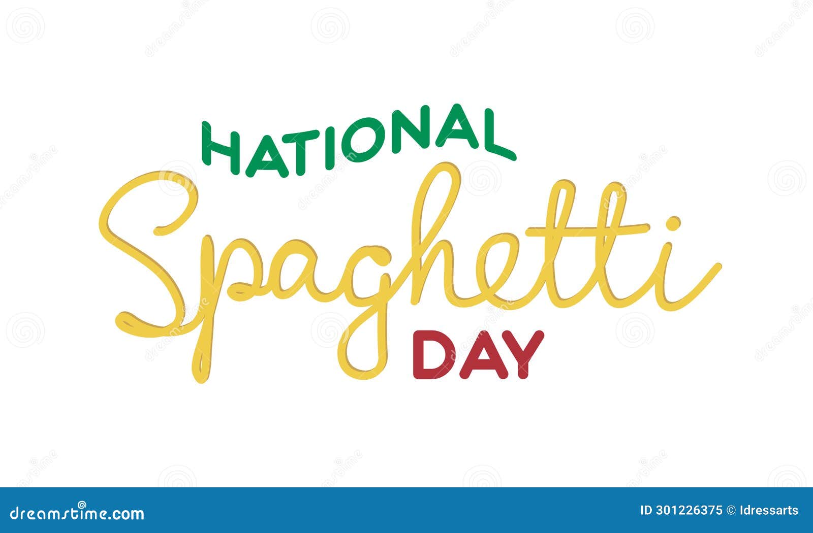 National Spaghetti Day Text Banner. Handwriting Text with Spaghetti ...
