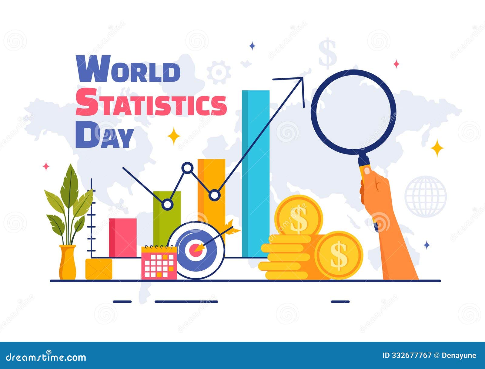 National Statistics Day Vector Illustration Featuring Data Calculation ...