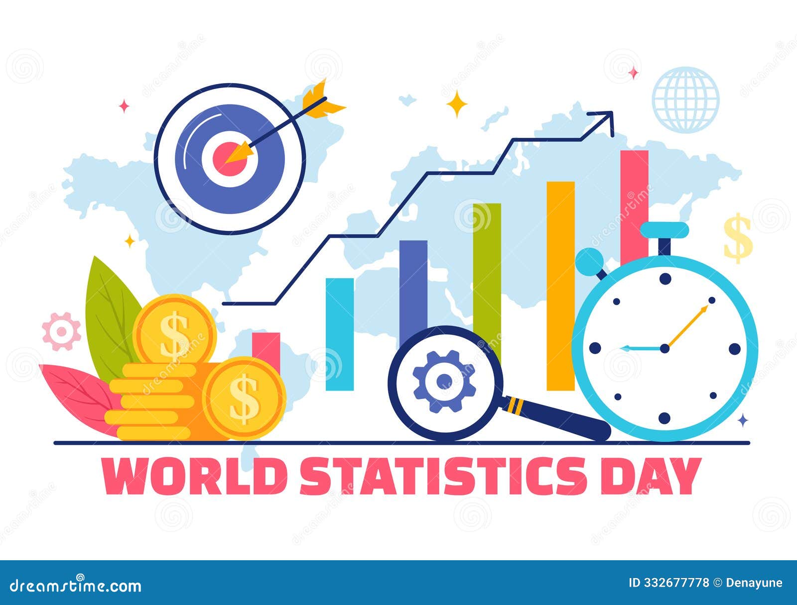National Statistics Day Vector Illustration Featuring Data Calculation ...
