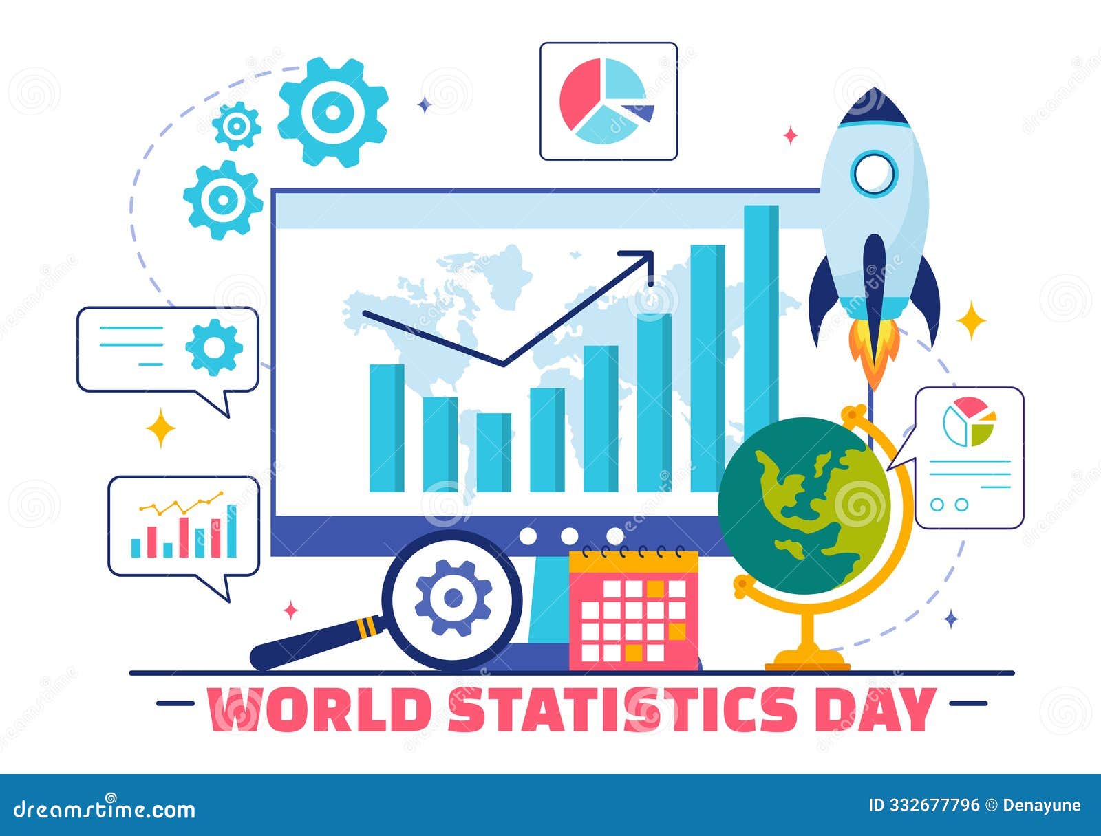 National Statistics Day Vector Illustration Featuring Data Calculation ...