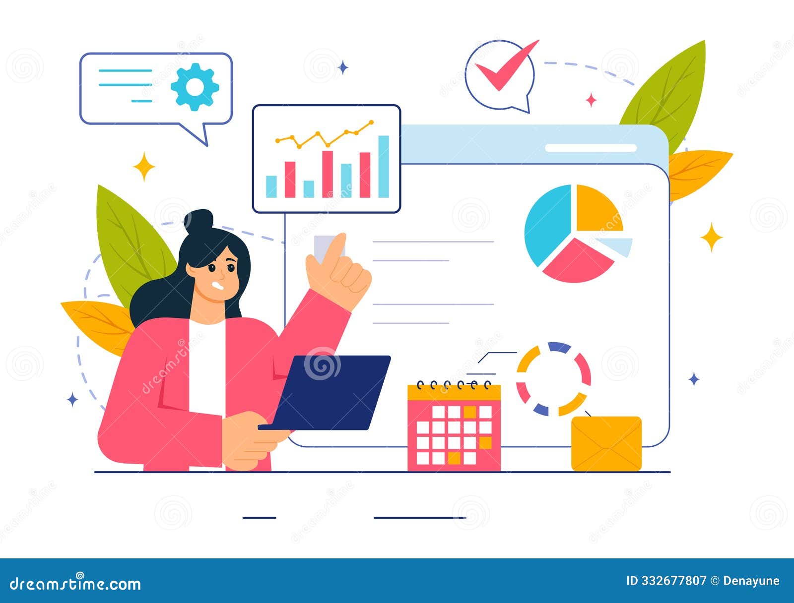 National Statistics Day Vector Illustration Featuring Data Calculation ...