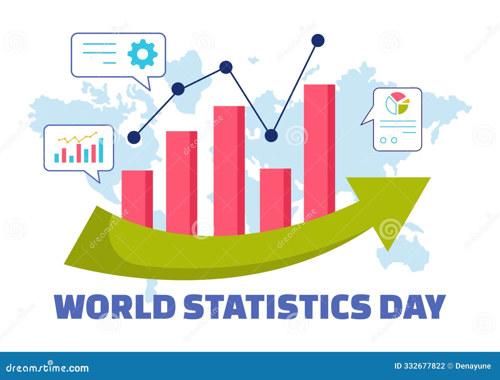 National Statistics Day Vector Illustration Featuring Data Calculation ...