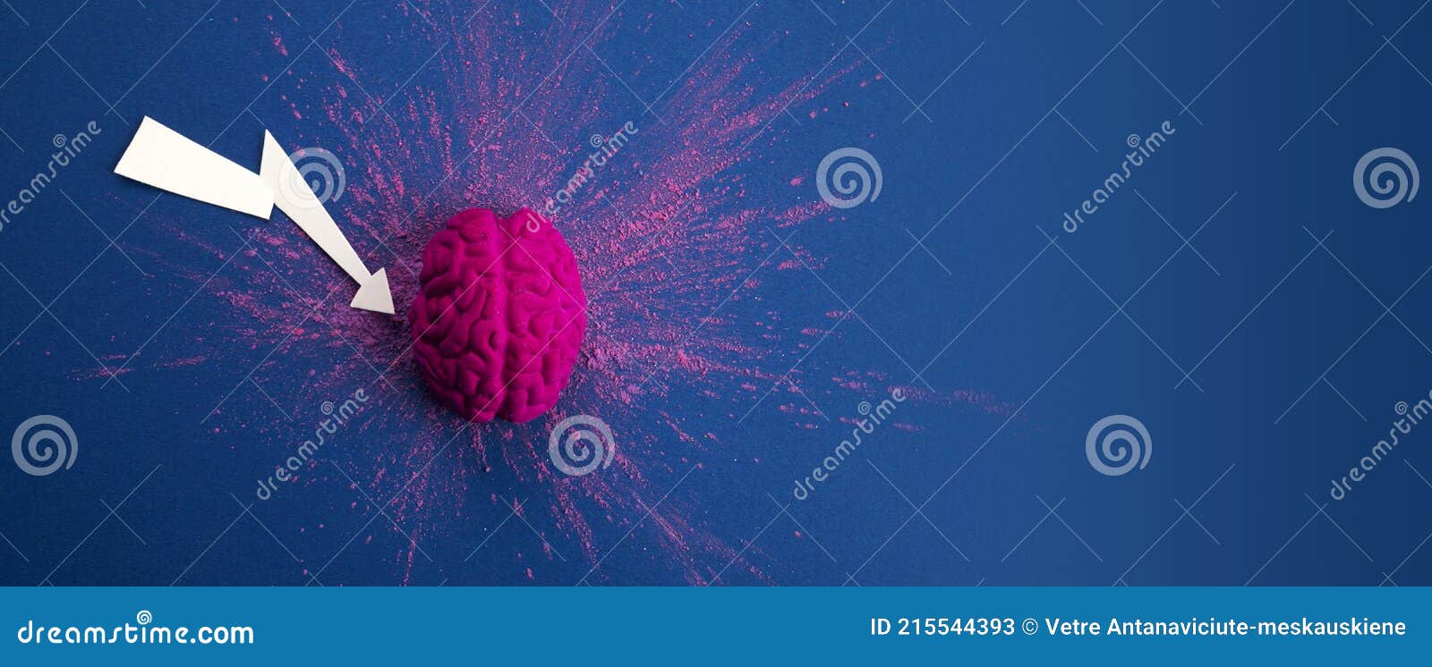 National Stress Awareness Day or Month Background. Brain on Dark Blue ...