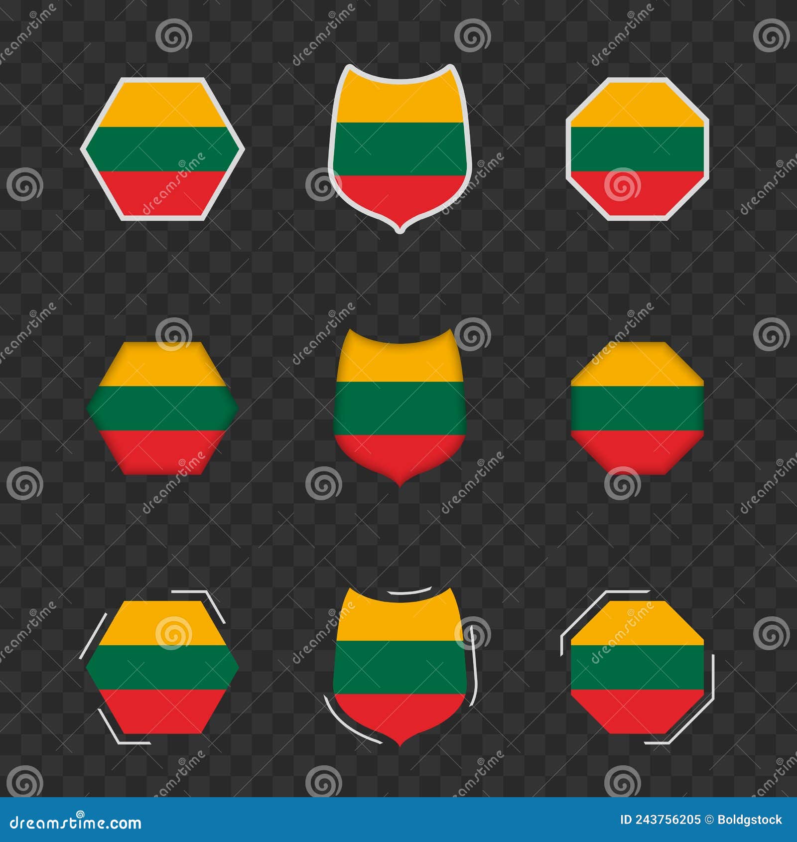National Symbols of Lithuania on a Dark Transparent Background, Vector ...