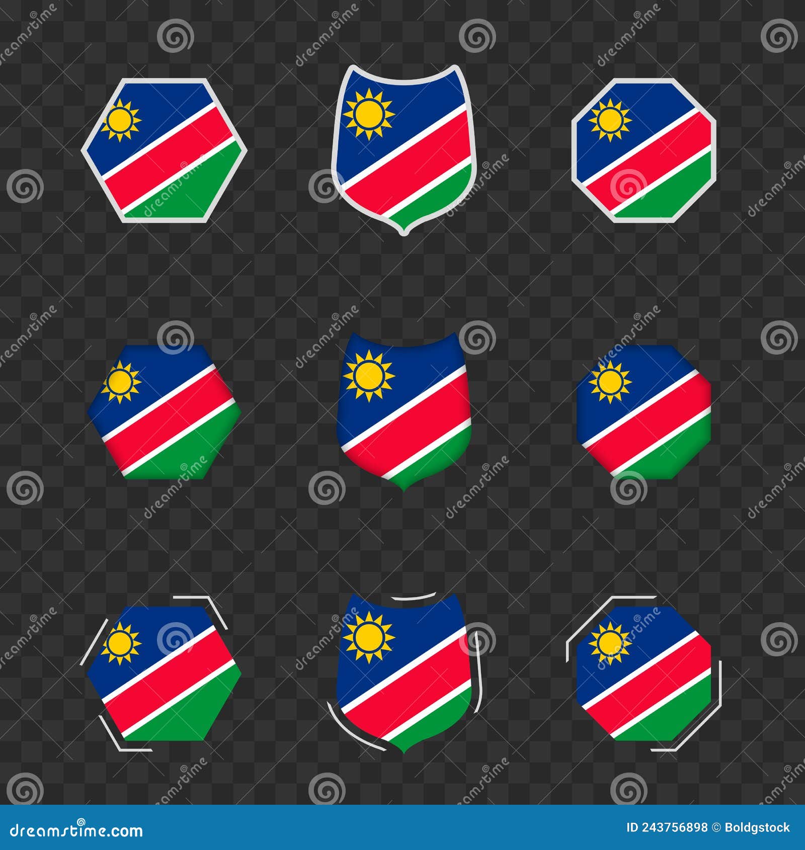 National Symbols of Namibia on a Dark Transparent Background, Vector ...