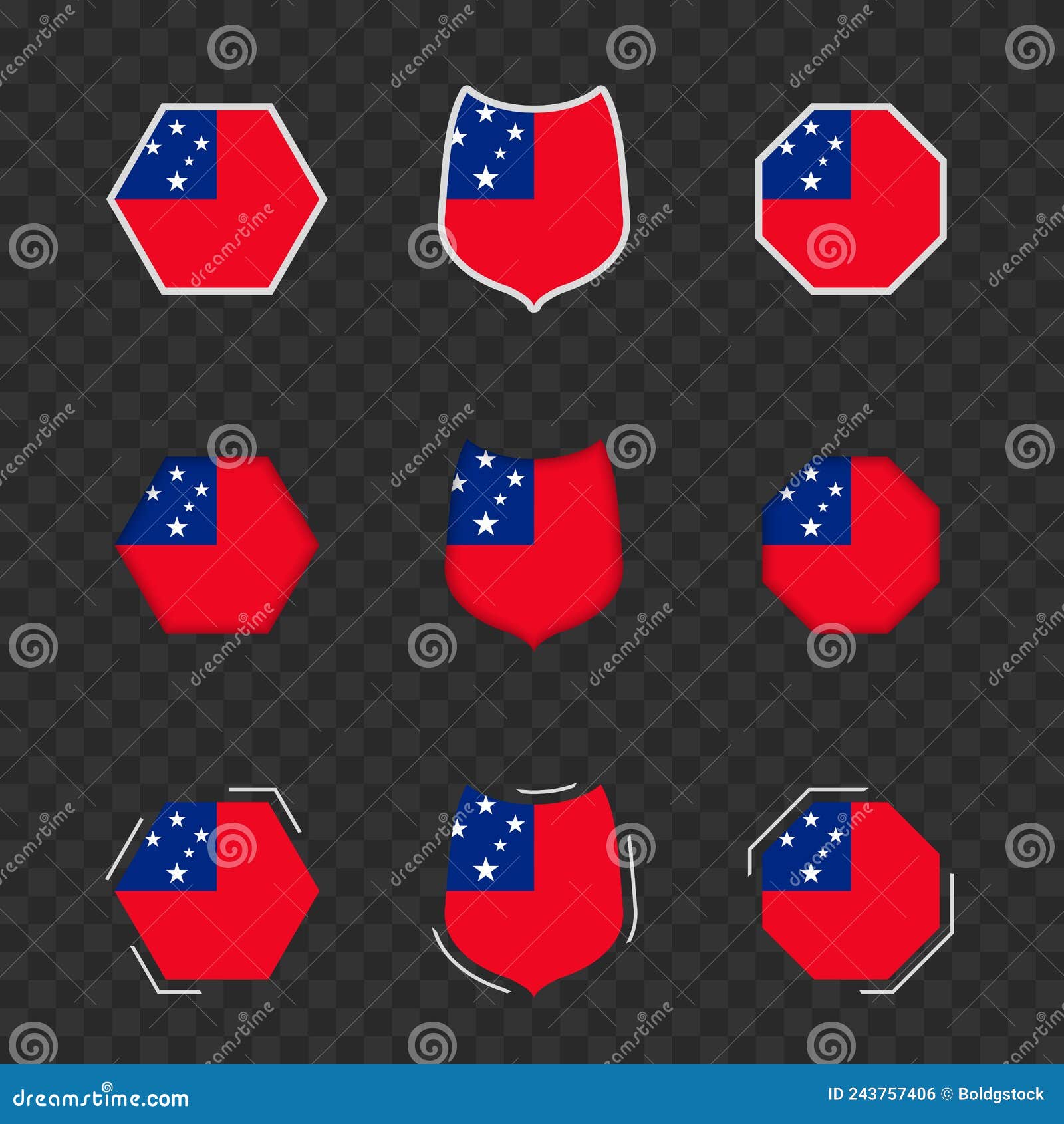 National Symbols of Samoa on a Dark Transparent Background, Vector ...