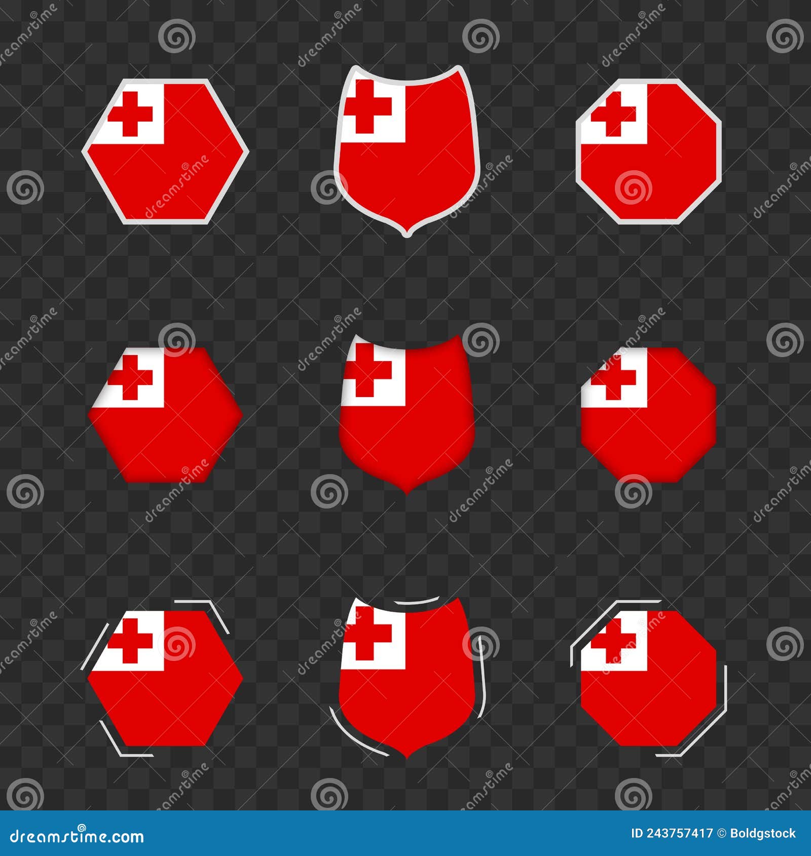 National Symbols of Tonga on a Dark Transparent Background, Vector ...