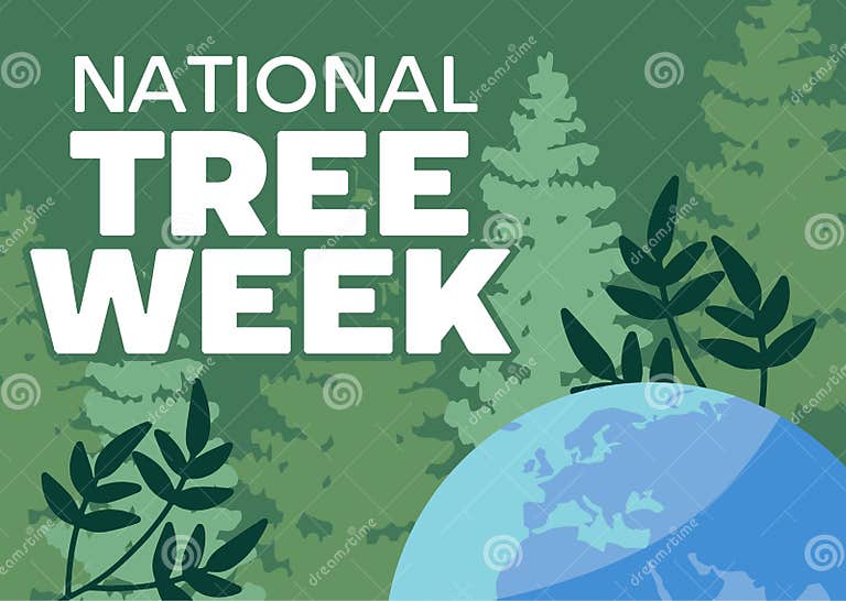 National Tree Week with Silhouettes of Several Trees Stock Illustration ...