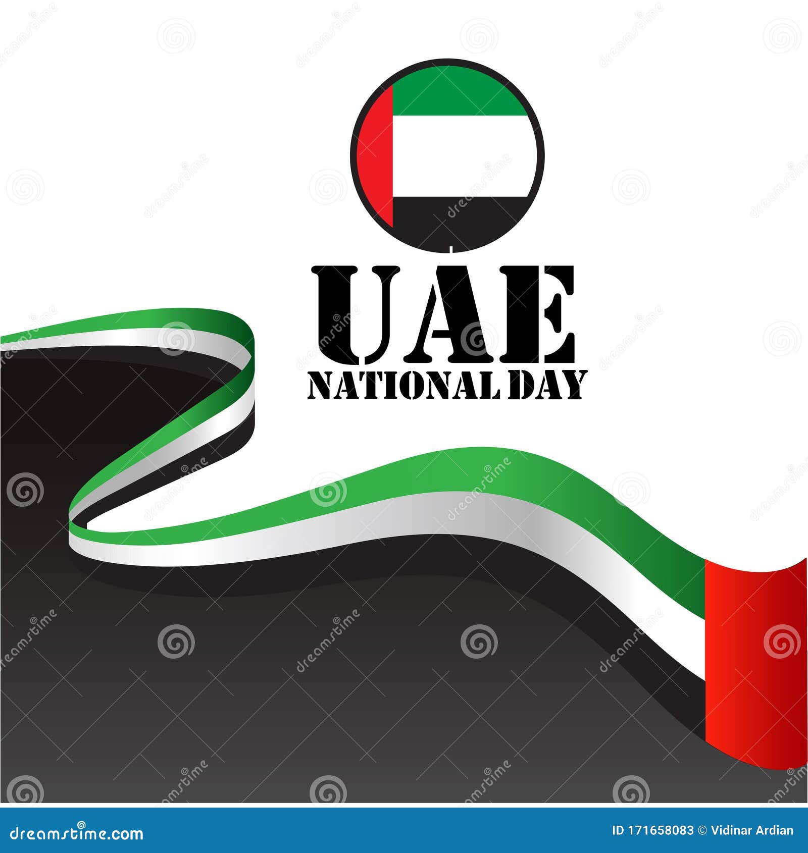 National United Arab Emirates Flag Wavy Flag Of United Arab Emirates