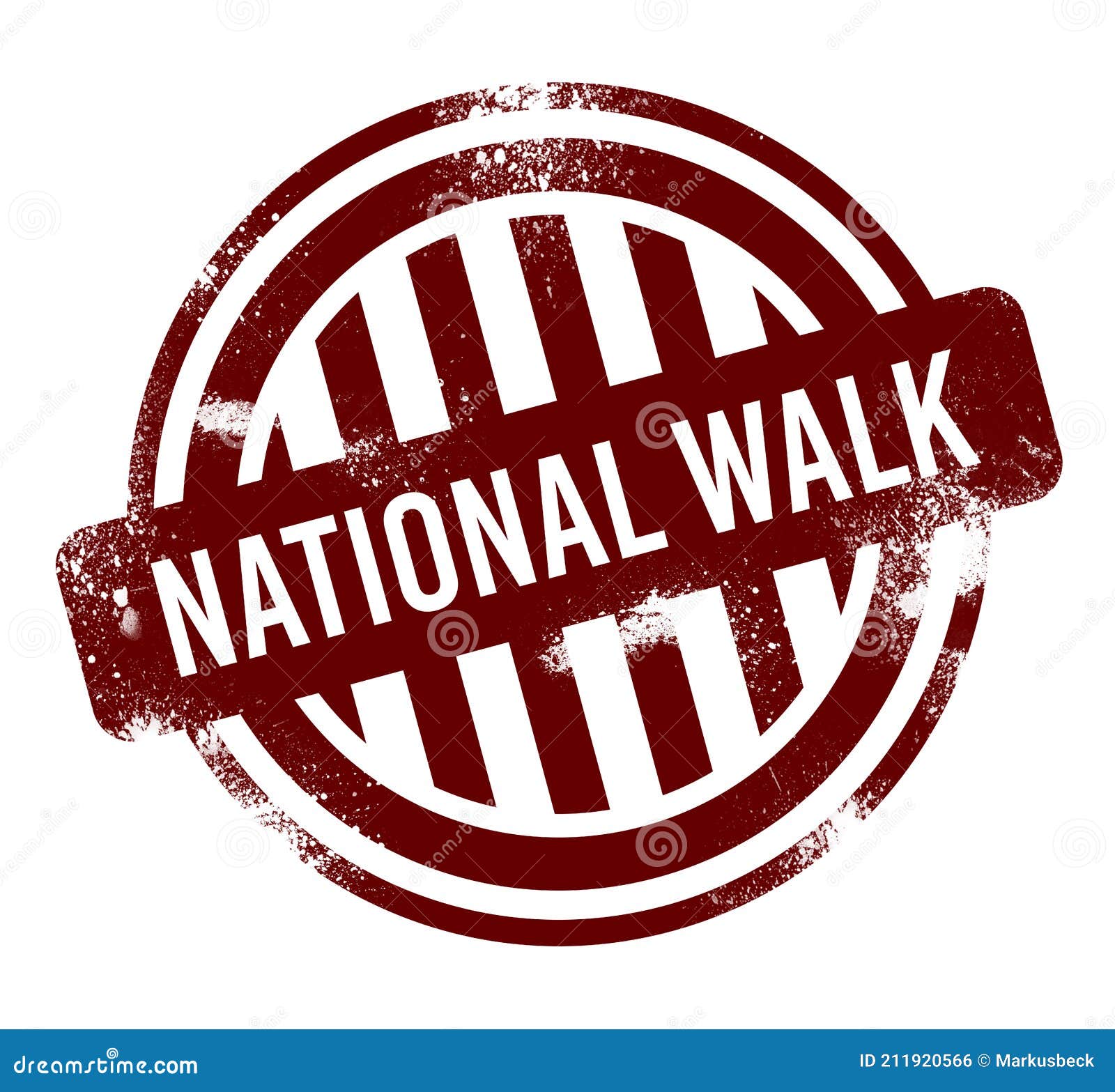 National Walk To Work Day - Red Round Grunge Button, Stamp Stock ...