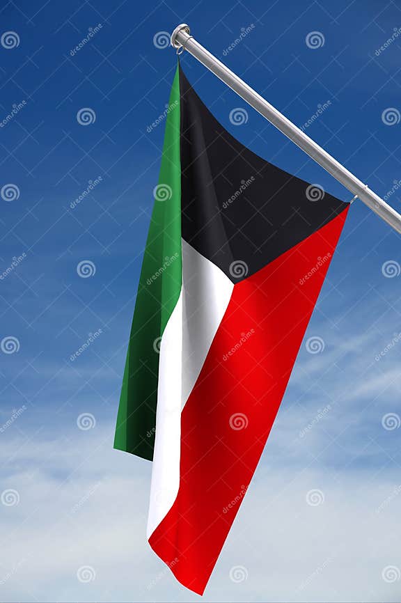 Nationale vlag van Koeweit stock illustratie. Illustration of symboliek ...