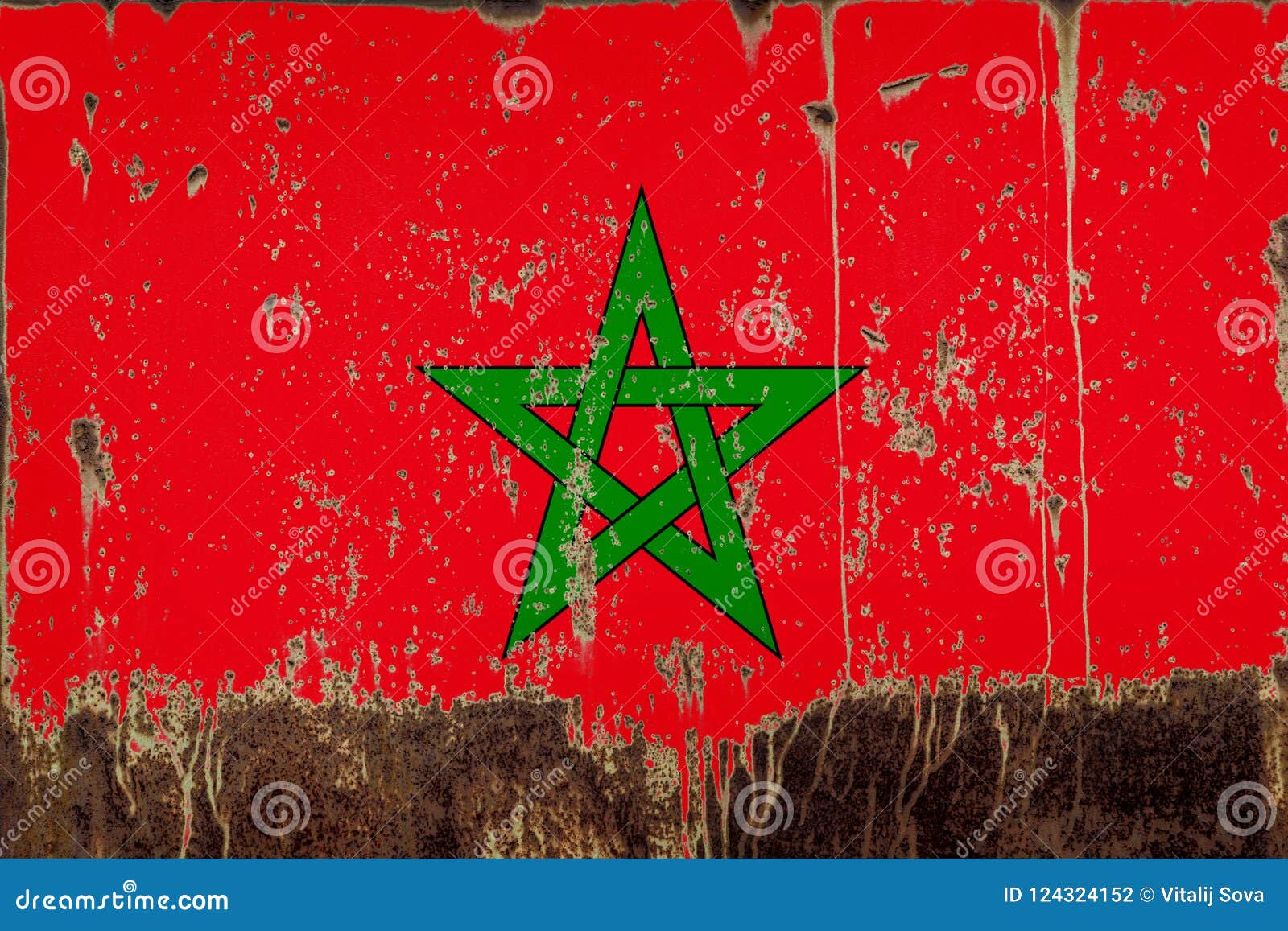 Nationale Vlag Van Marokko Op Metaaltextuur Stock Foto - Image of kader ...