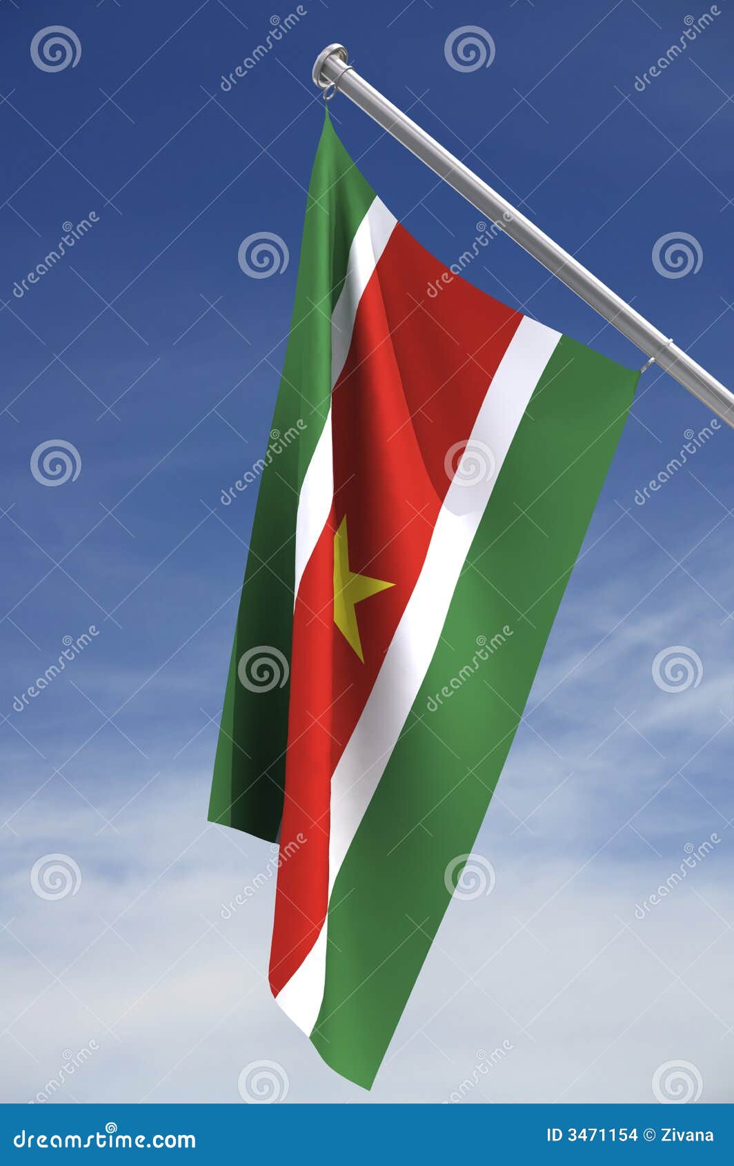 Nationale Vlag Van Suriname Stock Illustratie - Illustration of ster ...