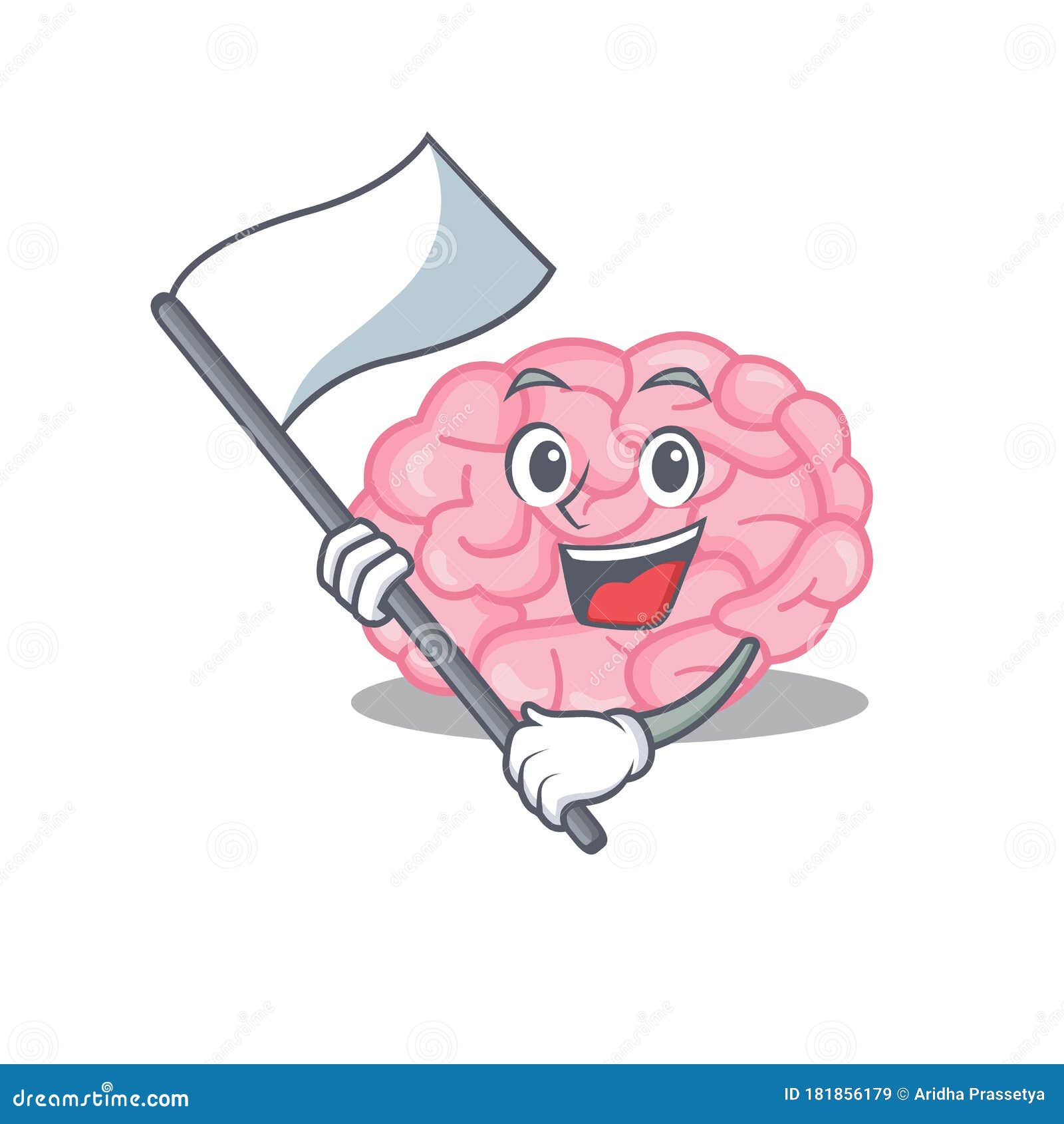 A Nationalistic Human Brain Mascot Character Design with Flag Stock ...