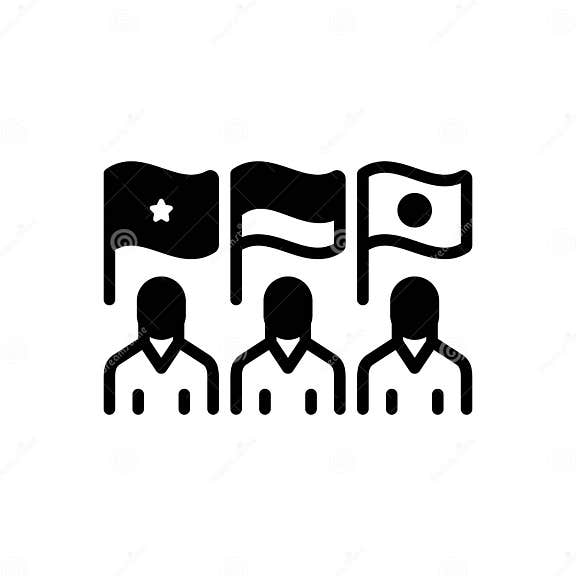 Black Solid Icon for Nations, Waving Flags and Flags Stock Vector ...