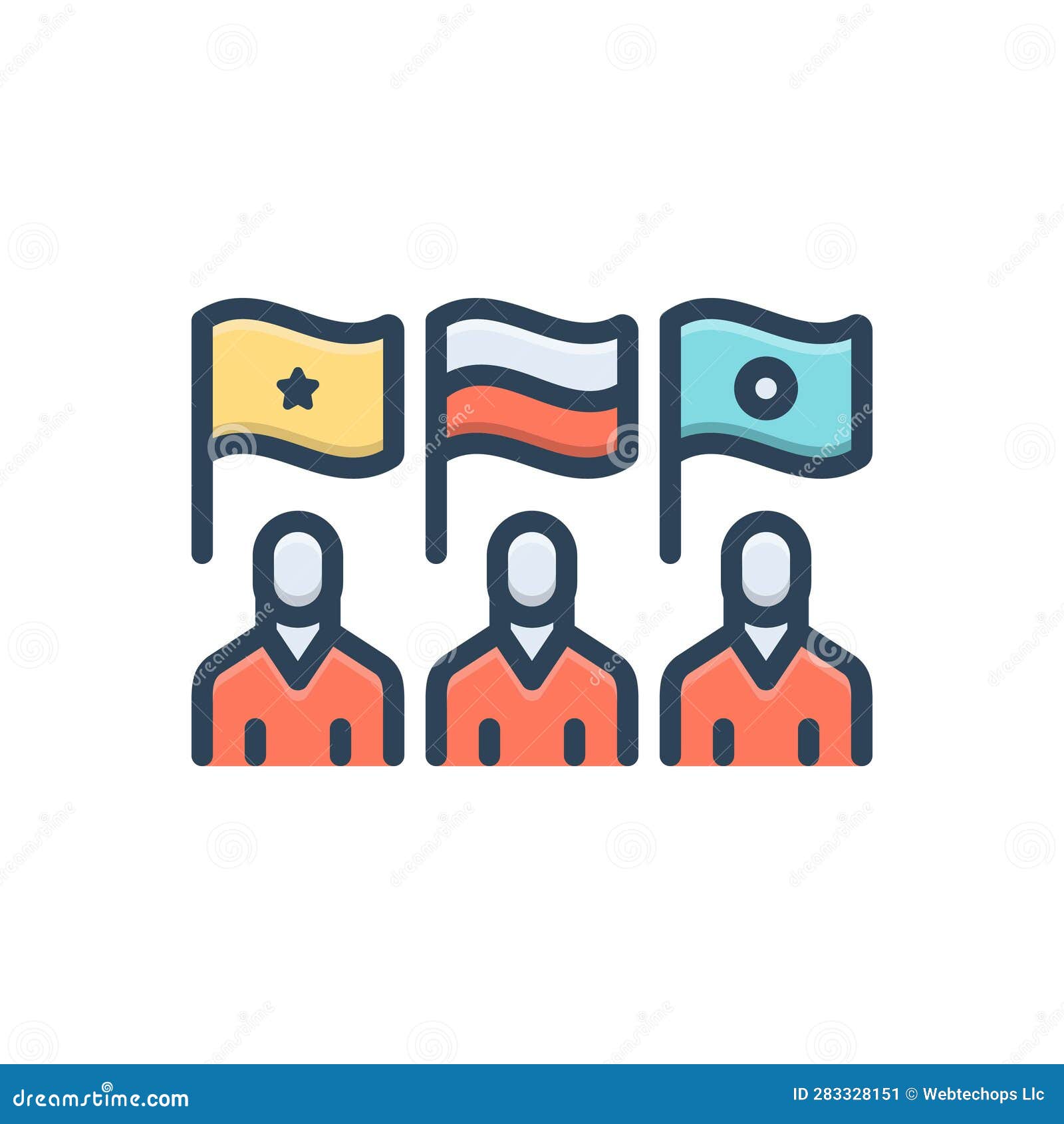 Color Illustration Icon for Nations, Waving Flags and Flag Stock ...