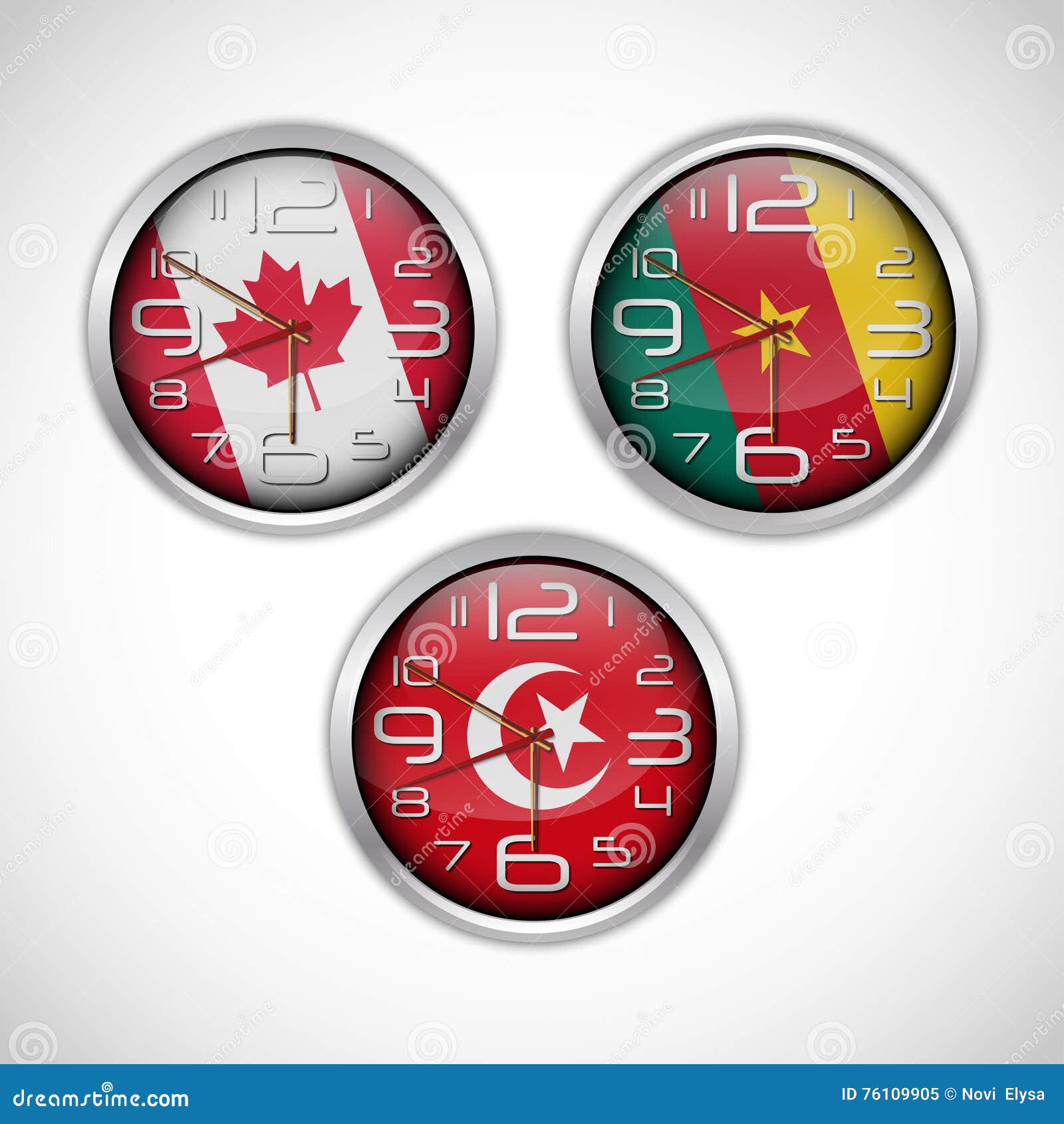Nations Wall Clocks of Flag Stock Vector - Illustration of time ...