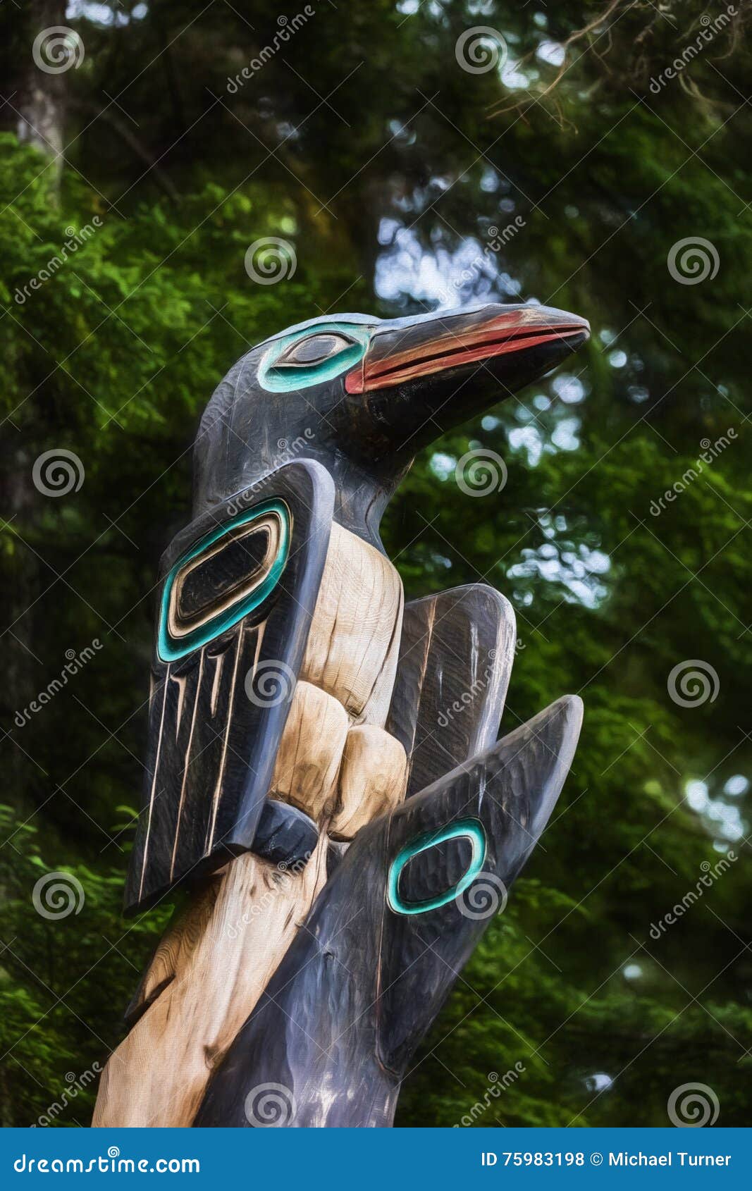 Native Alaskan Totem Pole stock photo. Image of horizontal - 75983198