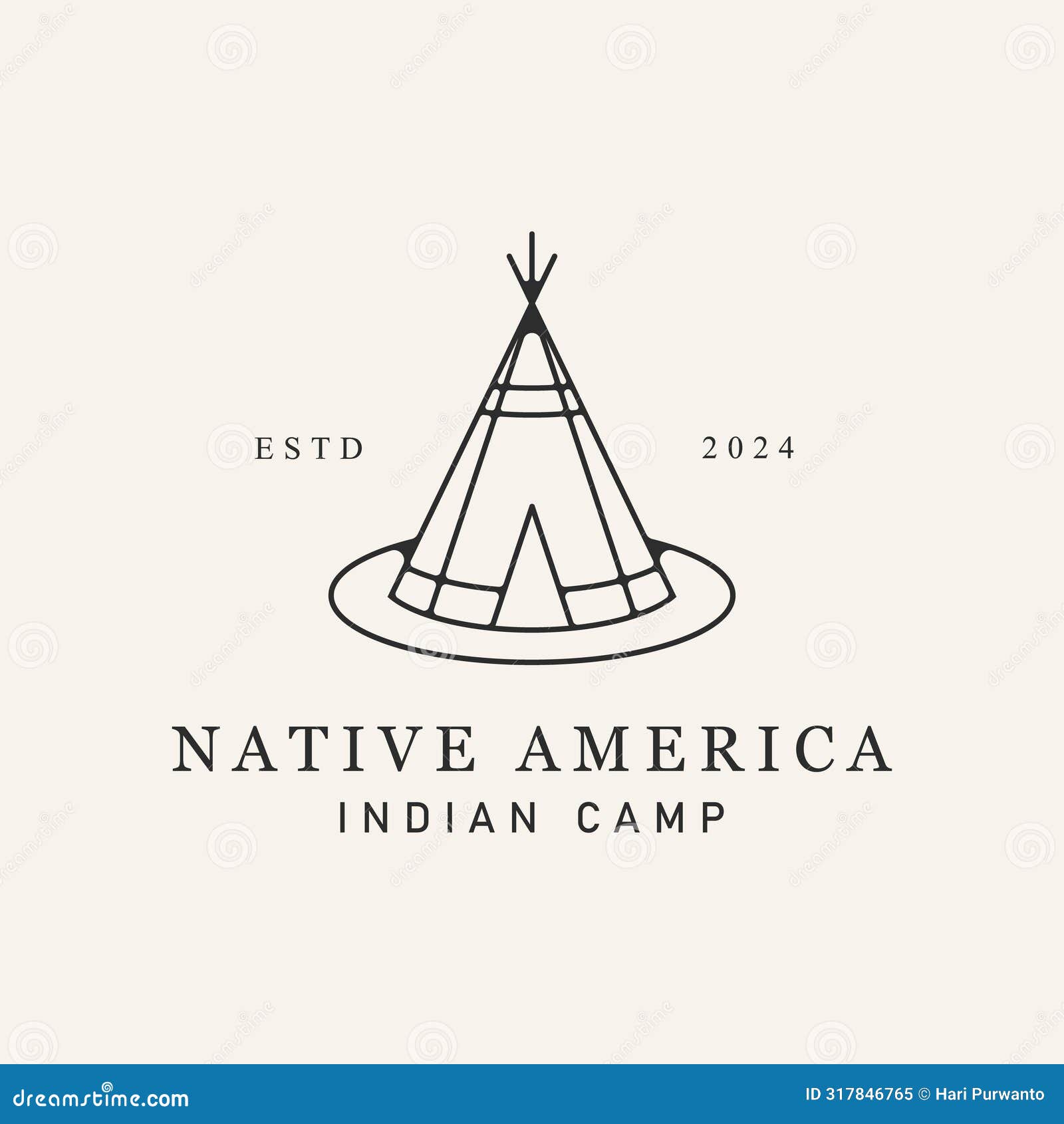 Native America Indian Camp Line Art Design Logo Vector Stock Vector ...