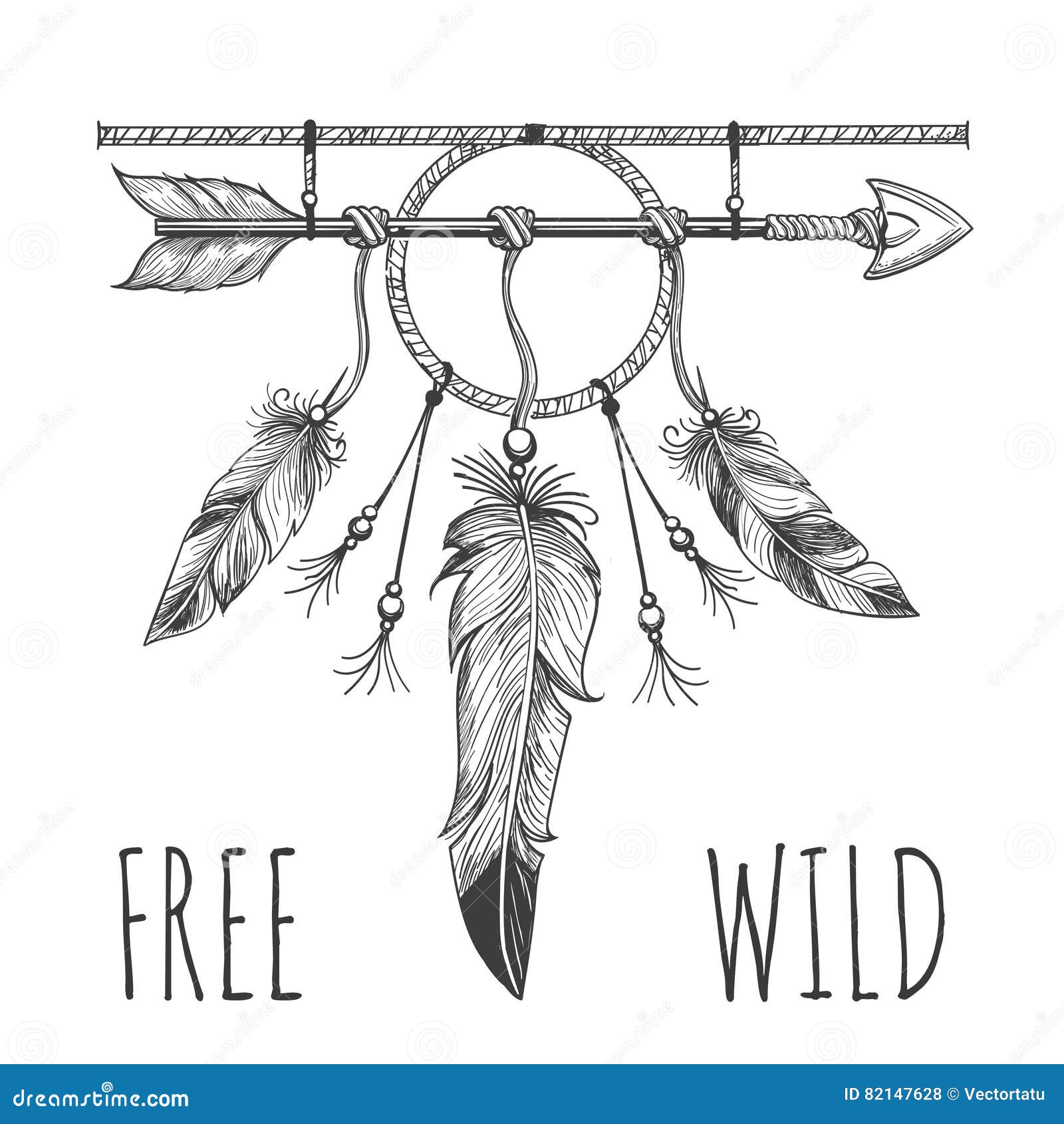Native American Accessory With Arrow Vector Illustration ...